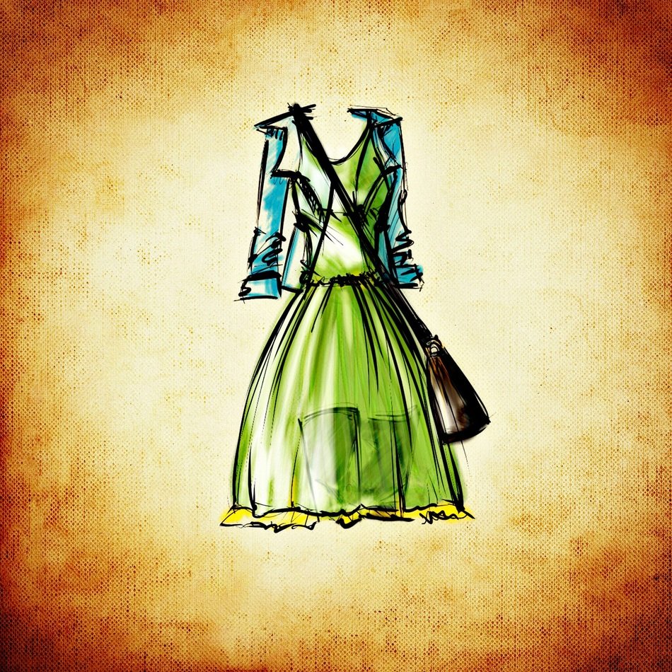 Drawing of a green dress free image download