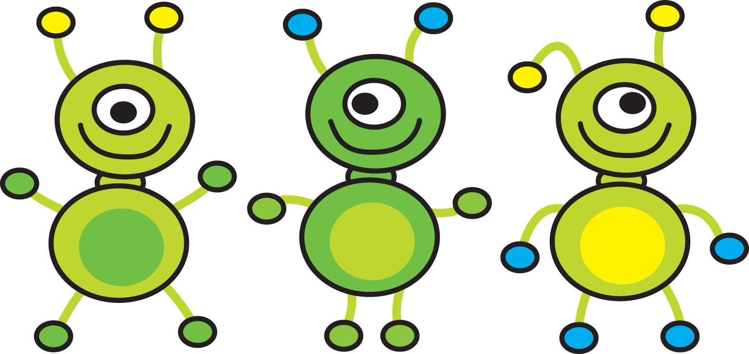 Painted three green aliens free image download