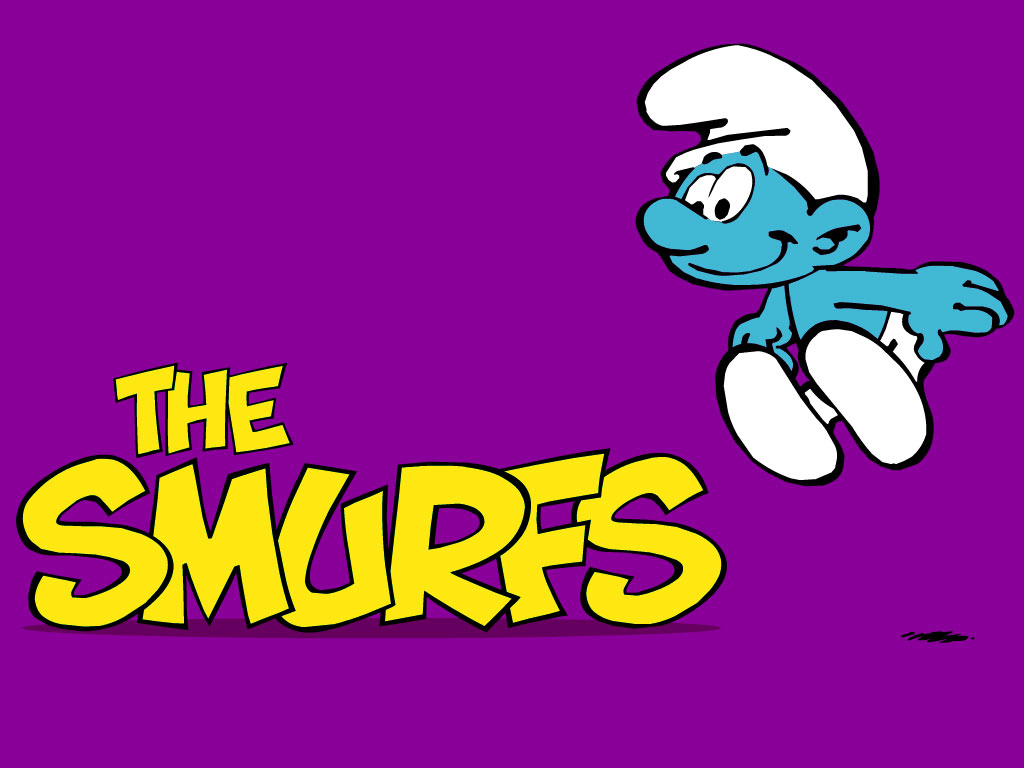 Smurfs logo on a purple background free image download