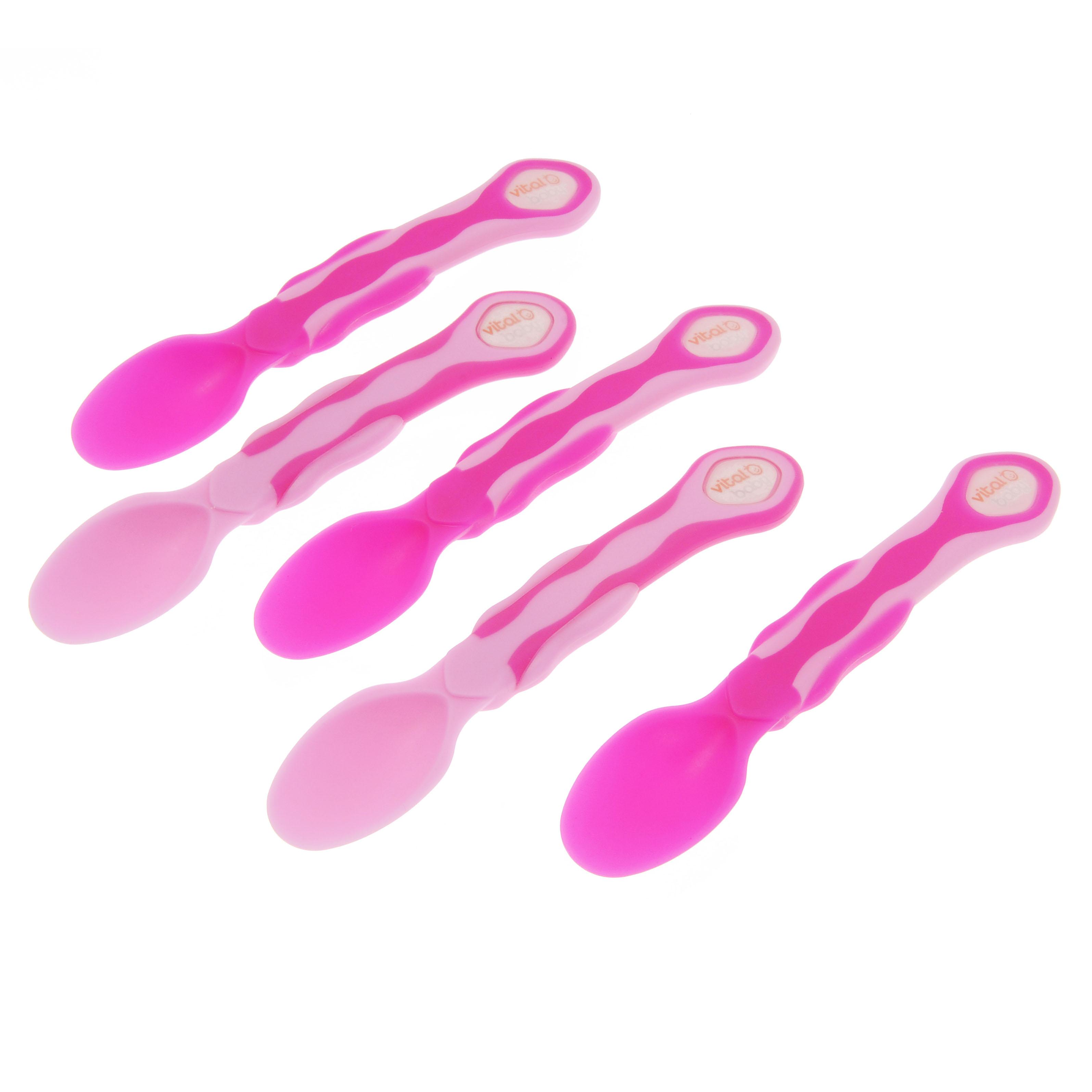 Five pink Baby Feeding Spoons free image download