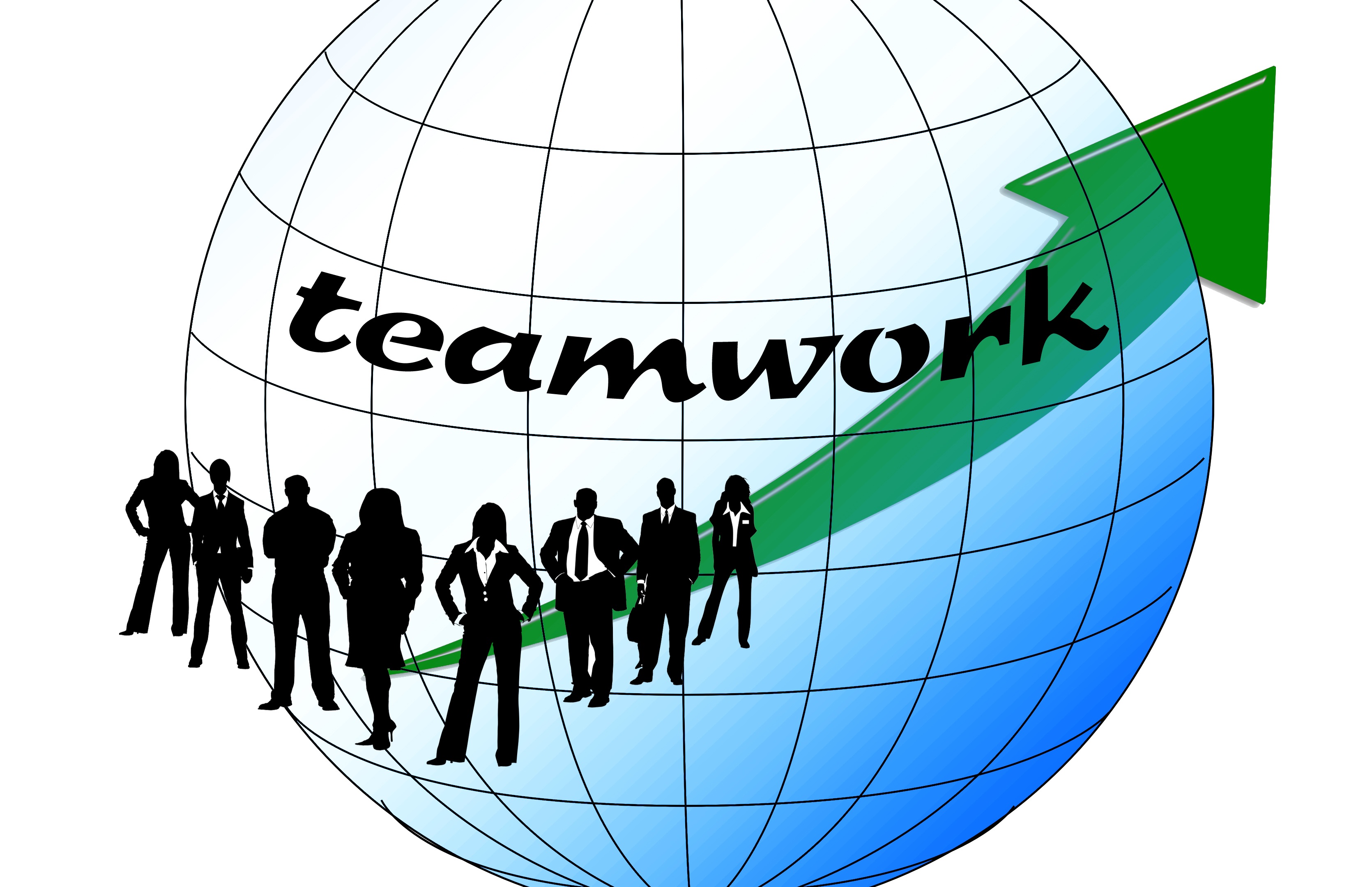 Employees of the bank against the backdrop of the globe and the ...