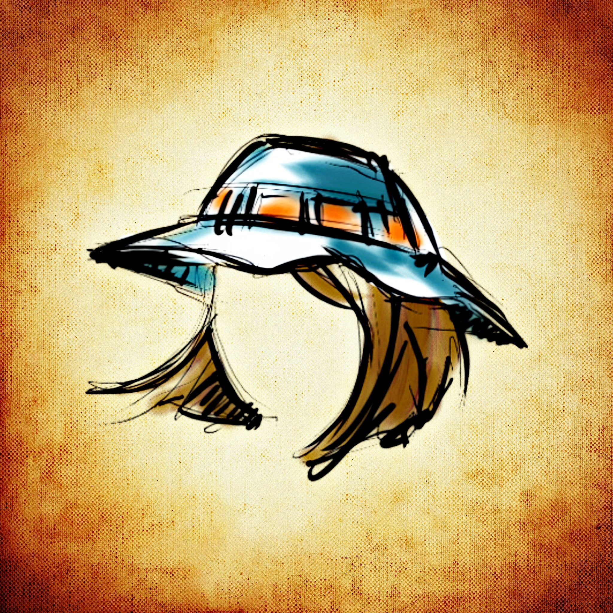 Drawing of a female head without a face in a hat free image download
