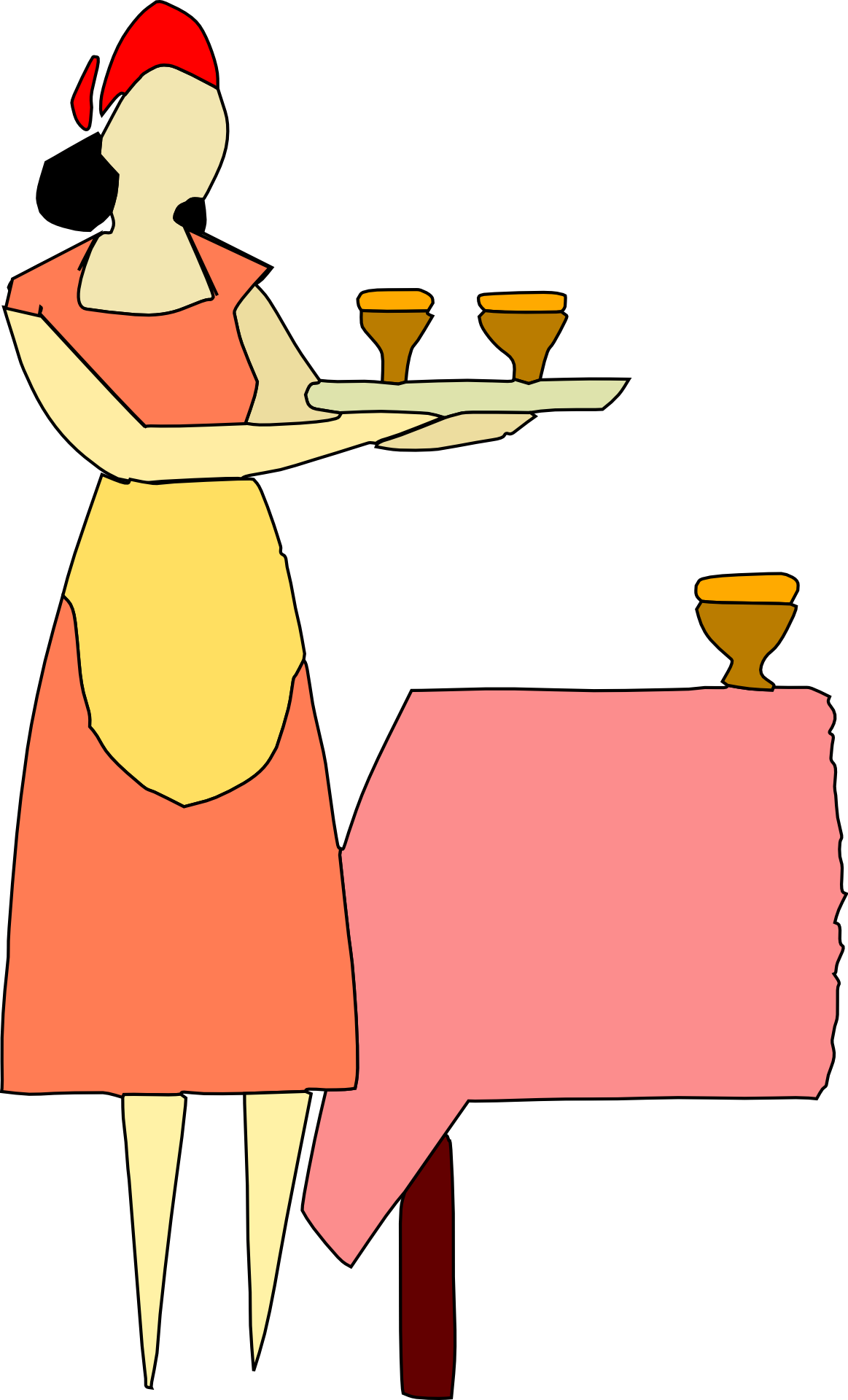 Girl waitress drawing free image download