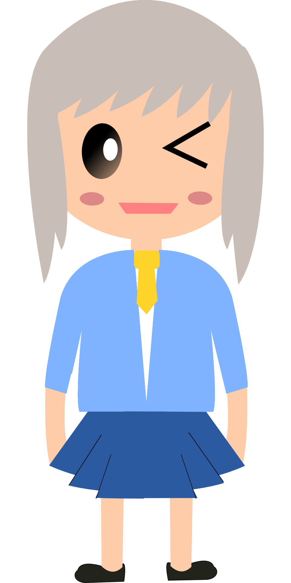 Drawing of a winking girl free image download