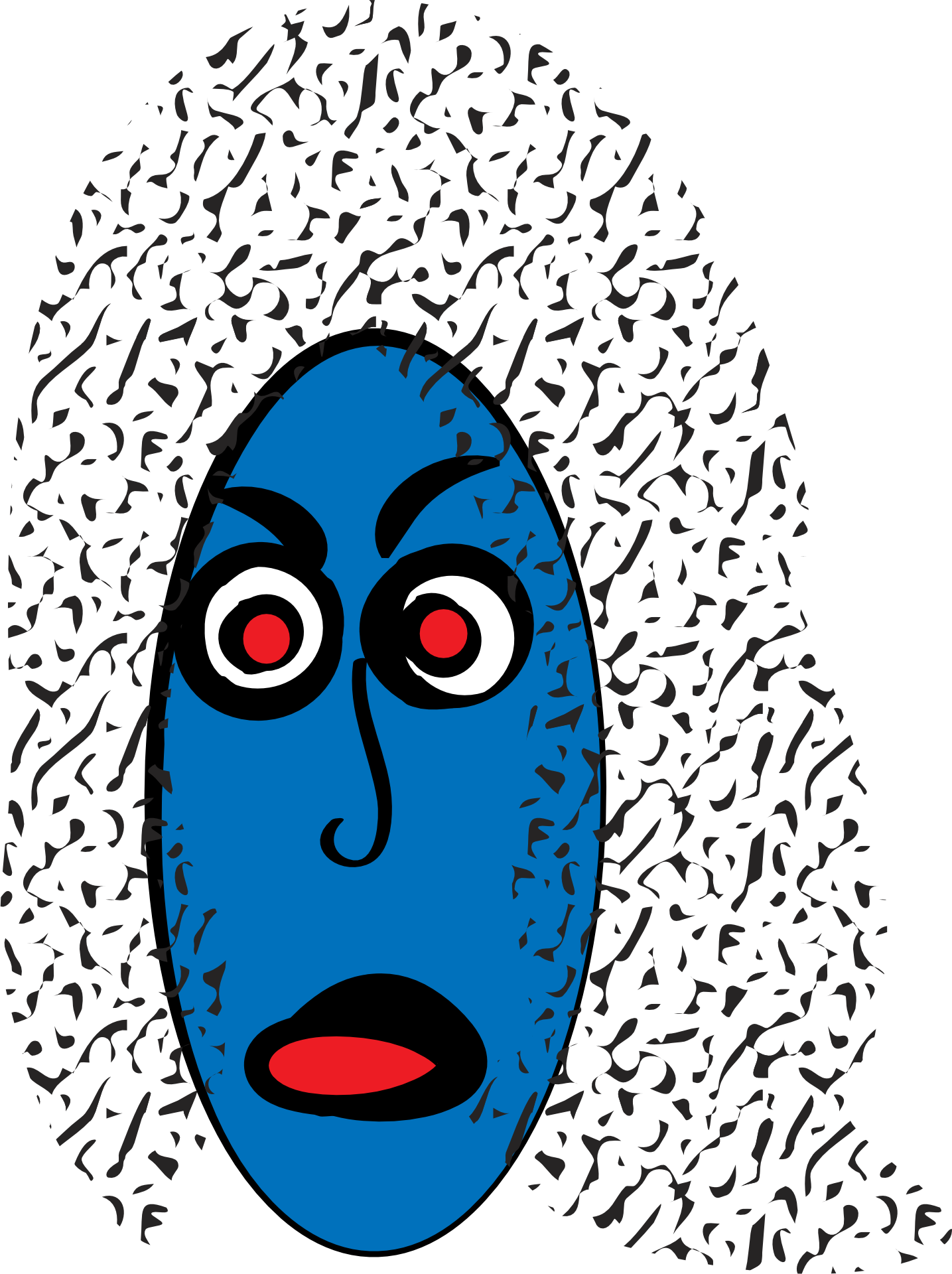 Cartoon blue woman face with open mouth free image download
