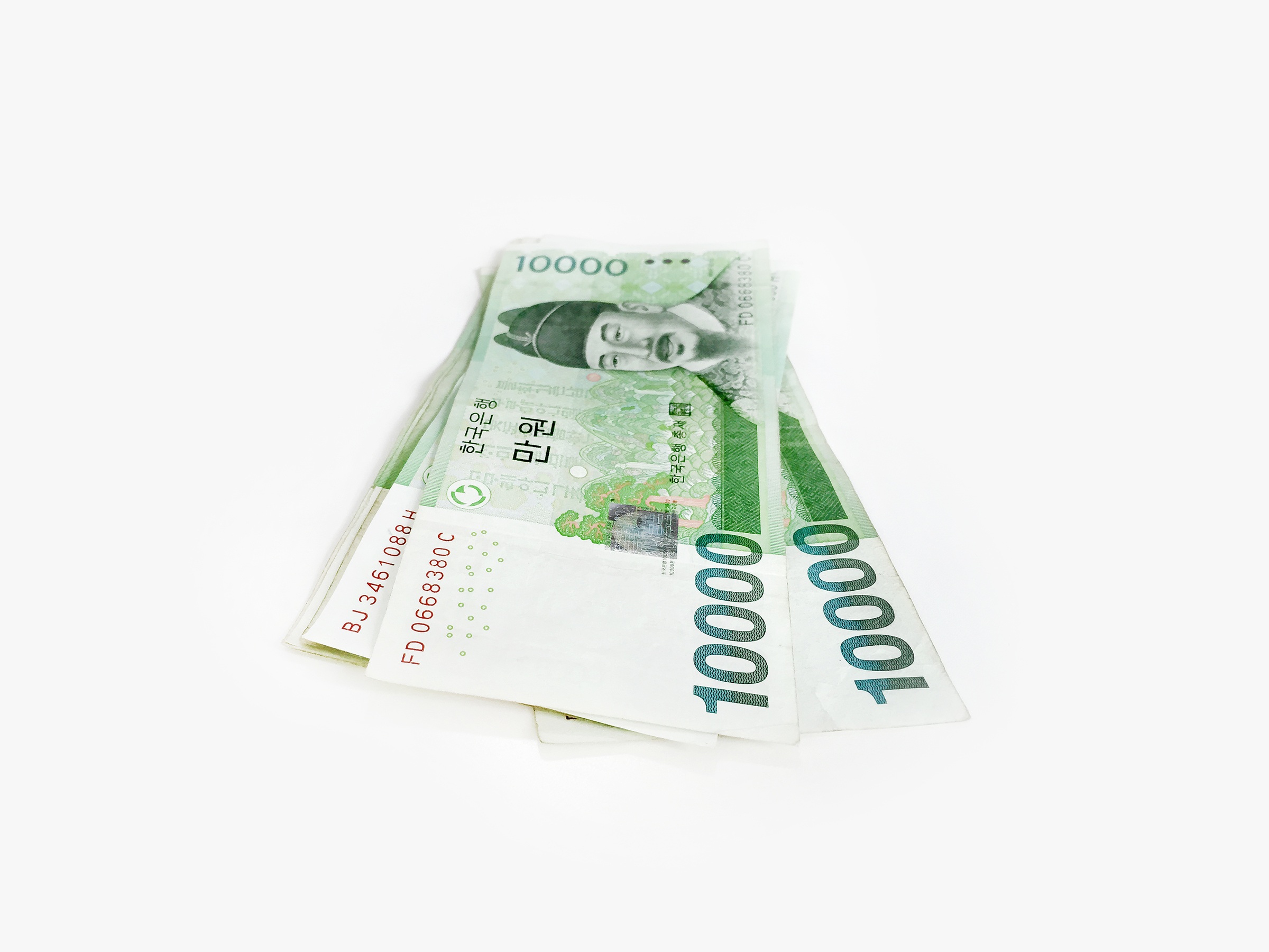 Green korean banknotes free image download