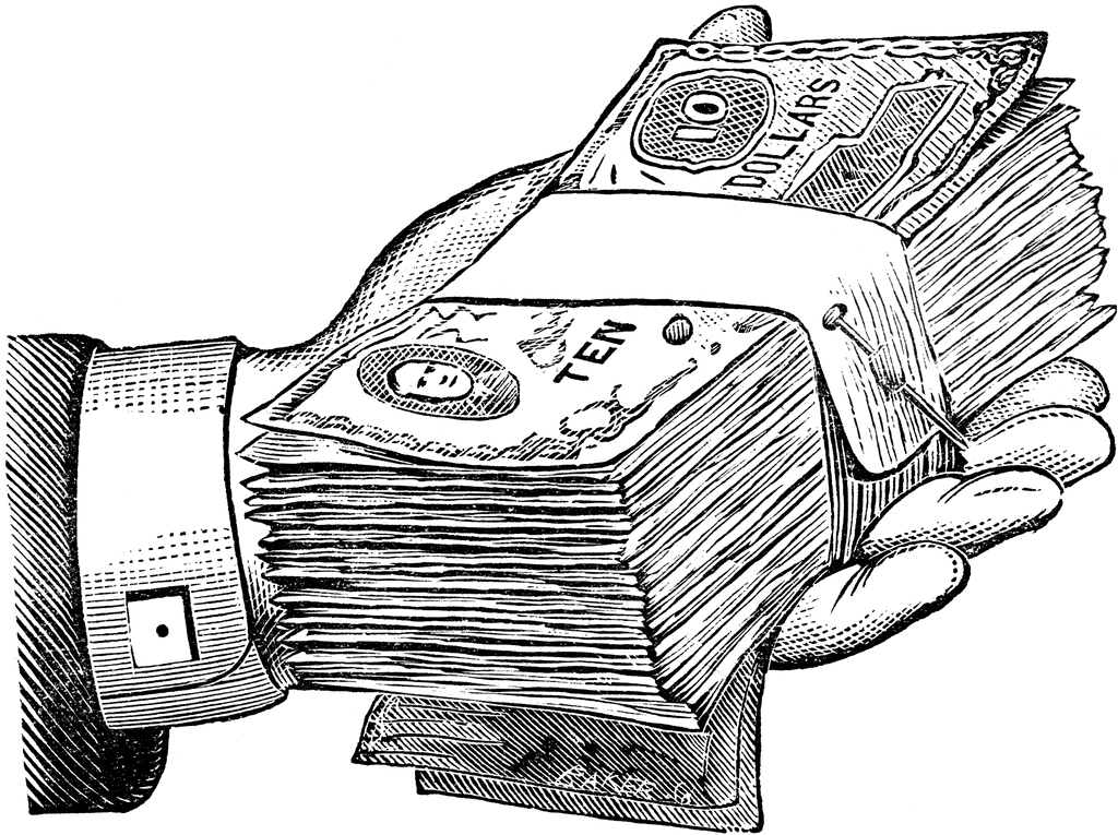 Pack of us Money in hand, drawing free image download