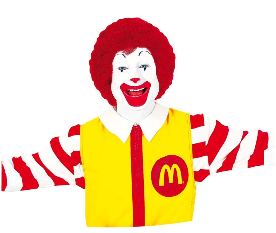 Portrait of Ronald McDonald on a white background free image download