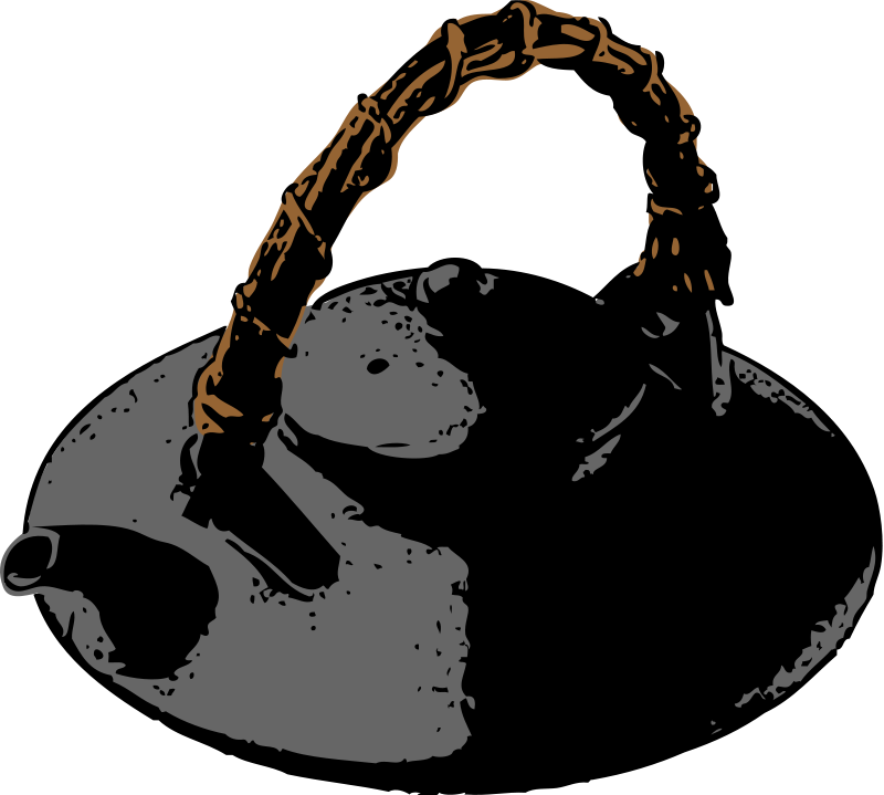 Traditional japanese teapot, dark drawing free image download