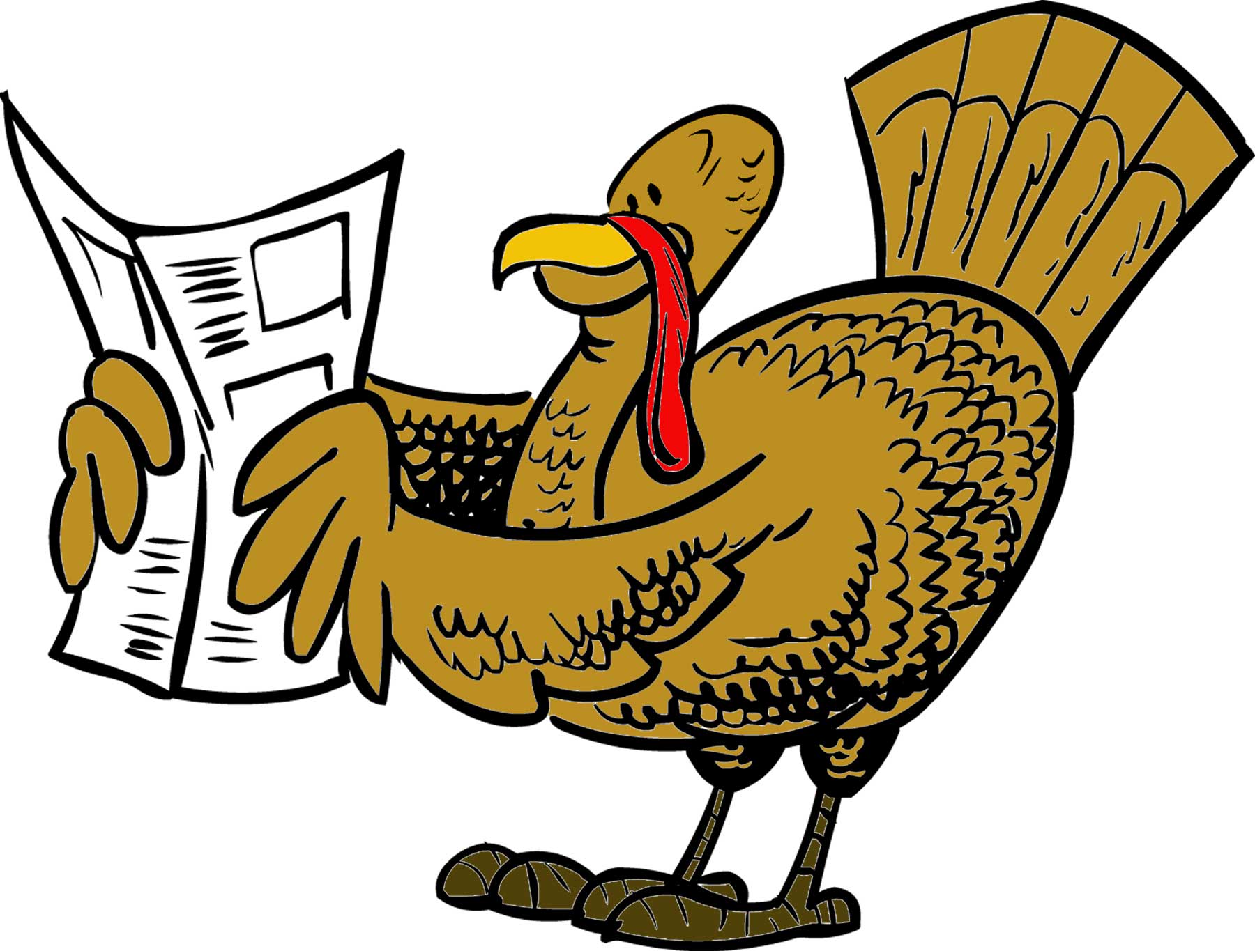 Cartoon Turkey reading newspaper free image download