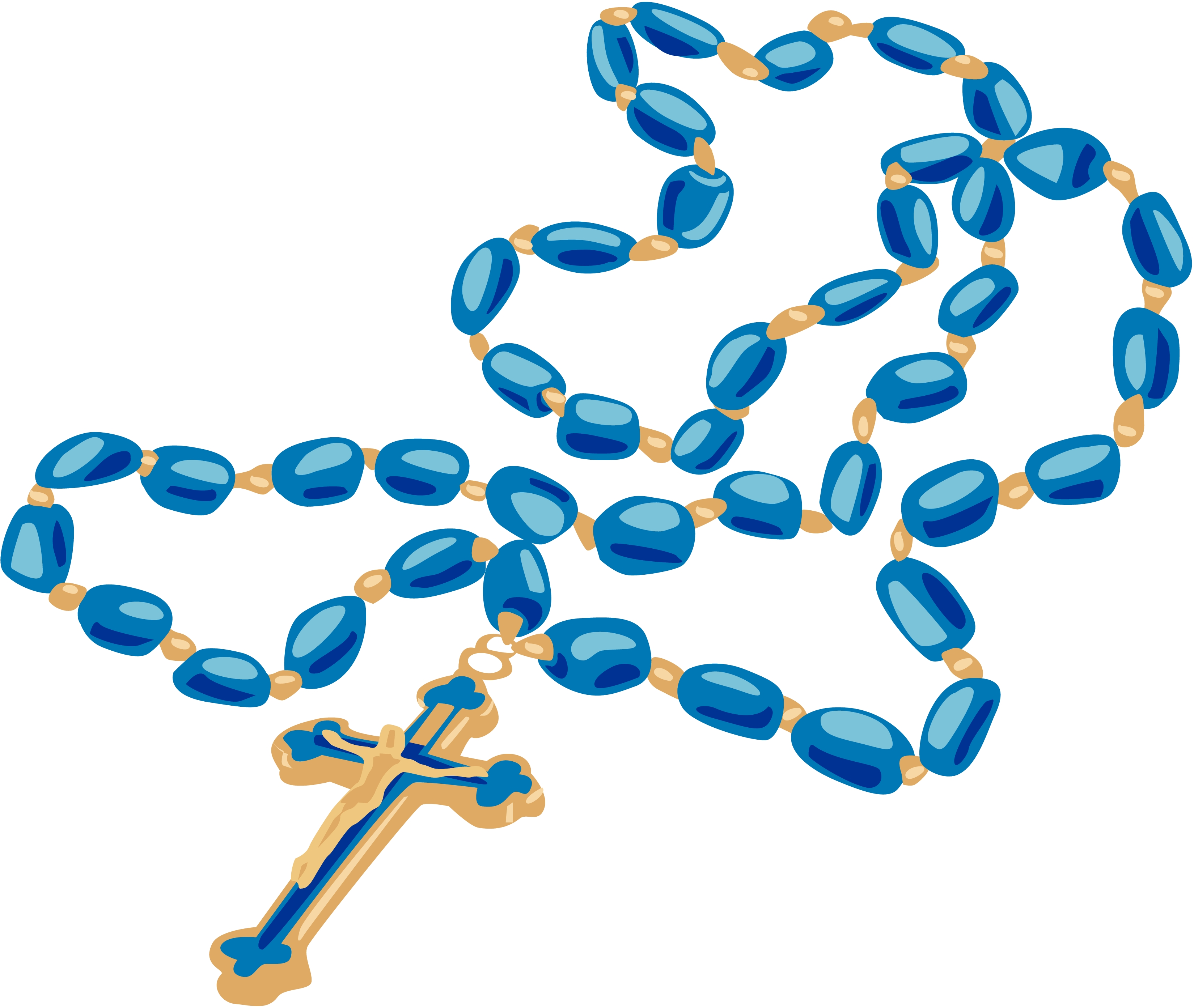 Drawing of Blue Baptism Cross and necklace free image download