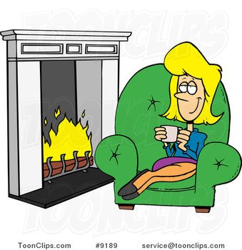 Cartoon Lady Drinking Coffee free image download