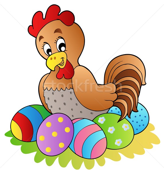 Cartoon Hen Sitting On Eggs free image download