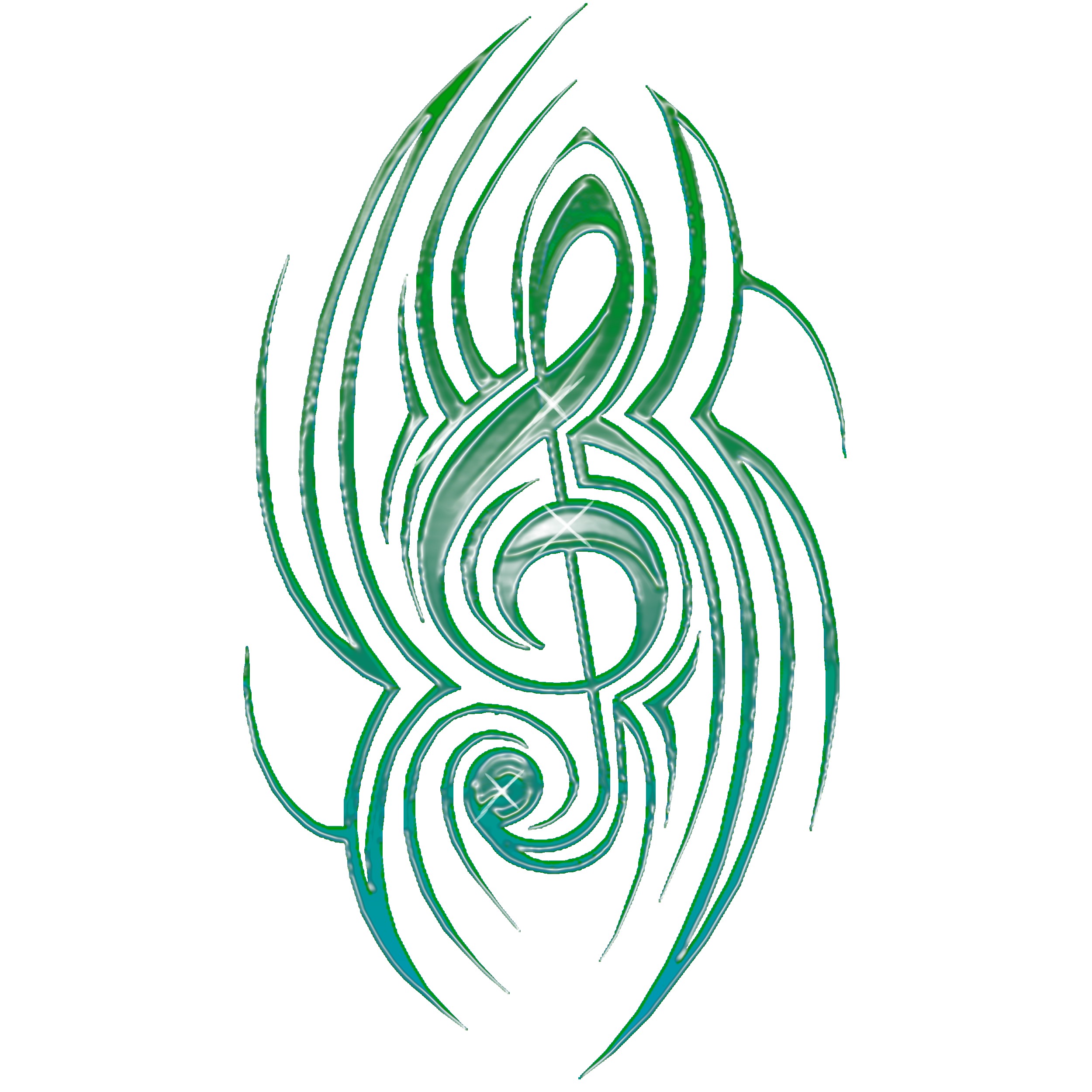 Green treble clef on a white background free image download