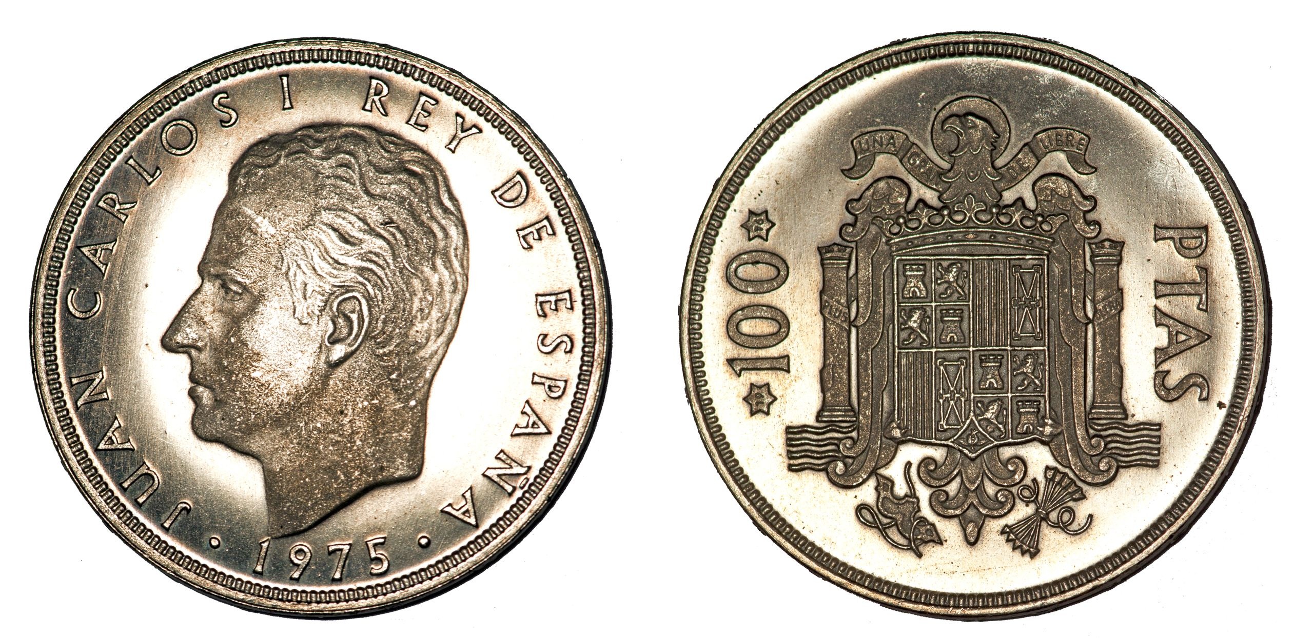 Both sides of the spanish coin in 100 pesetas free image download