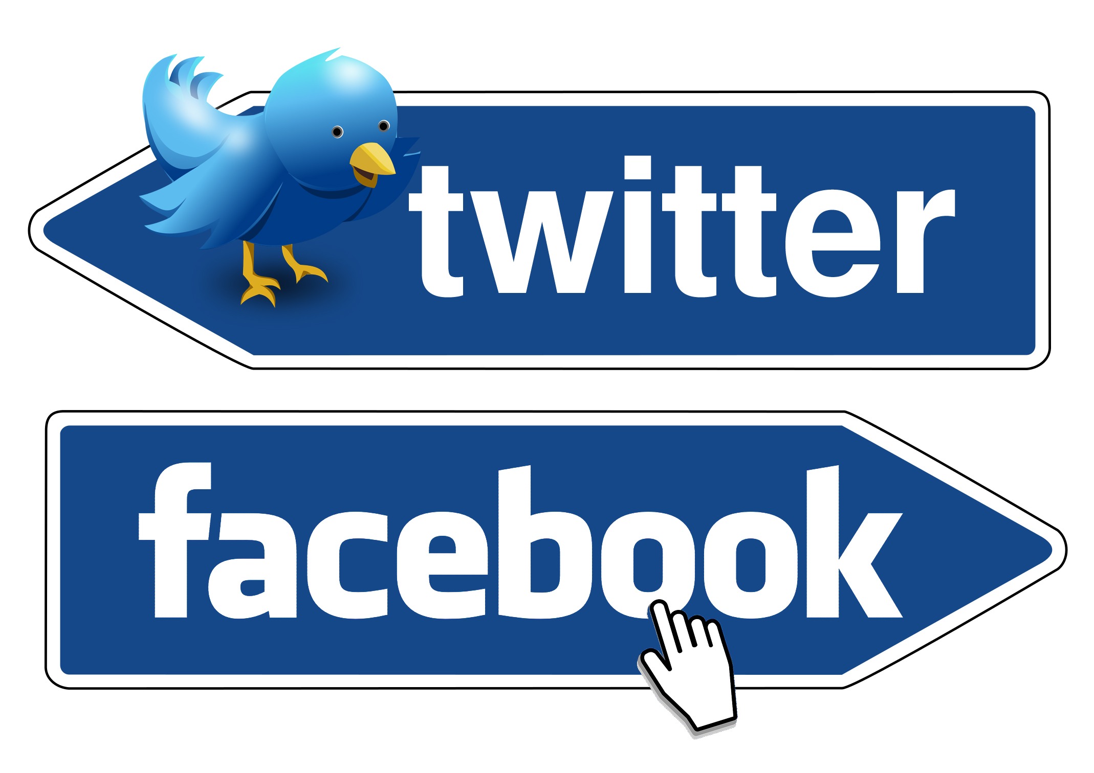 Twitter and facebook sign drawing free image download