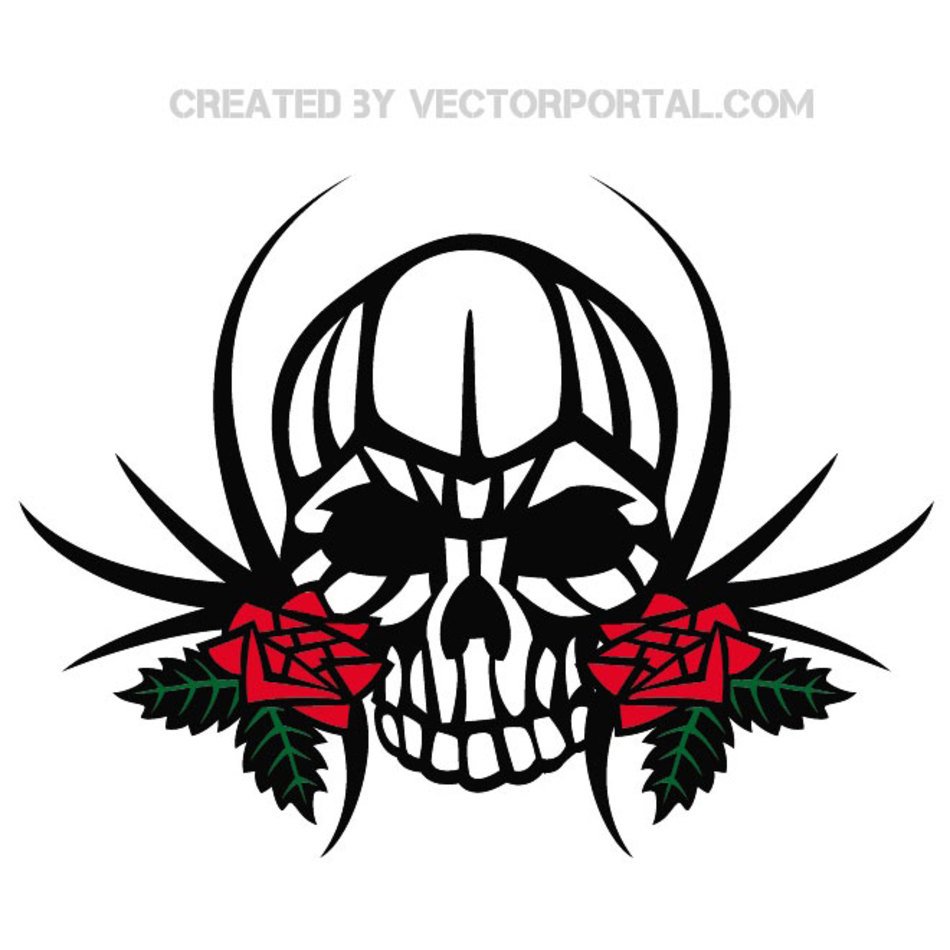Skull And Roses Vector Art free image download