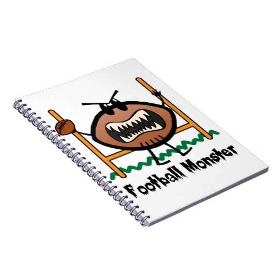 Cartoon Sports Clip Art Angry Mad Football Monster Spiral Note Book ...