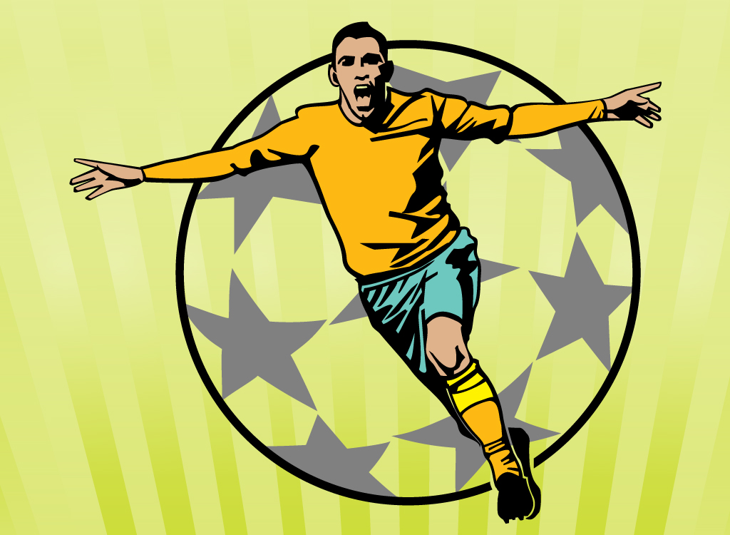 İllustration of Cartoon Soccer Goal Celebration free image download