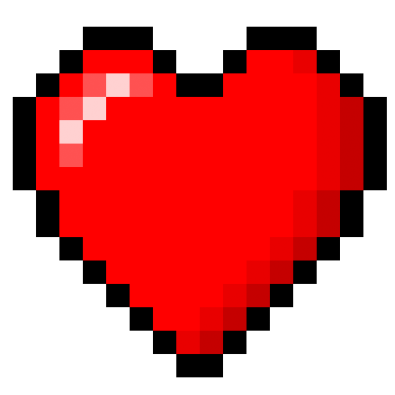 Minecraft drawing, red 8 Bit Heart form free image download