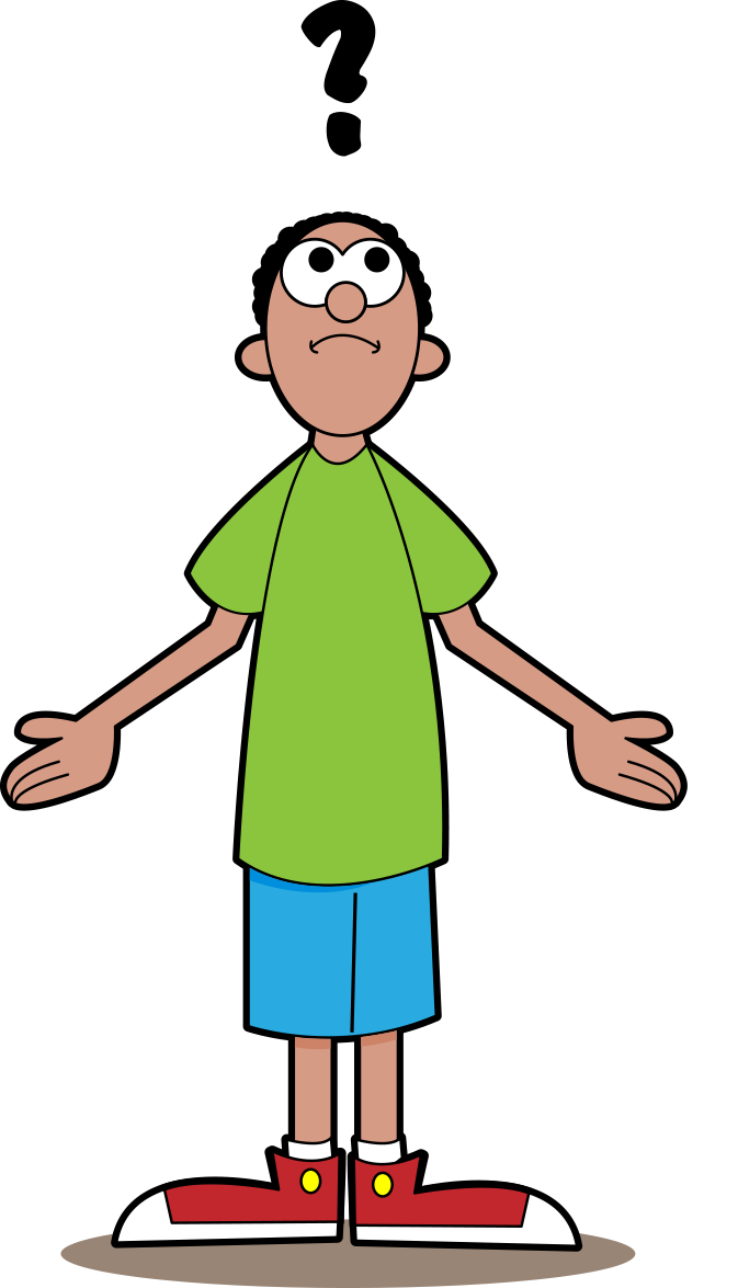Cartoon boy with question mark over his head free image download
