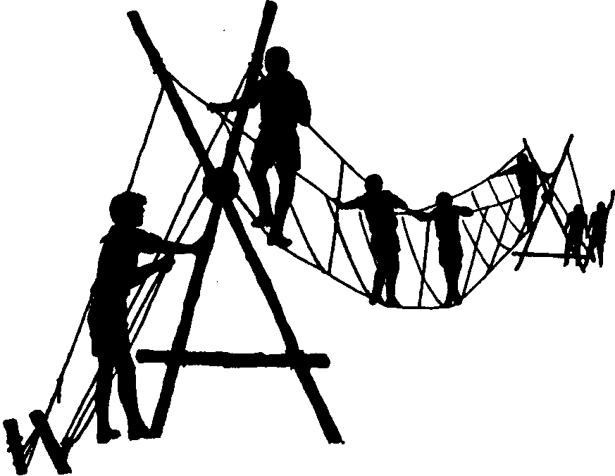 Clipart of Boy Scout Monkey Bridge silhouette free image download