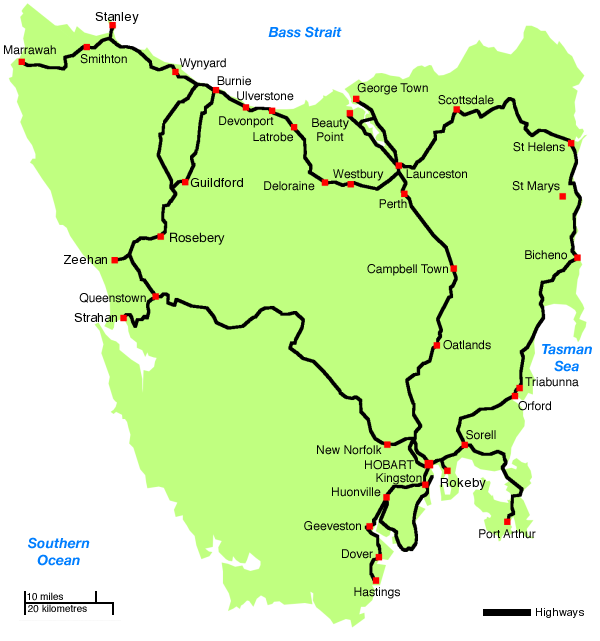 Tasmania Road Map free image download