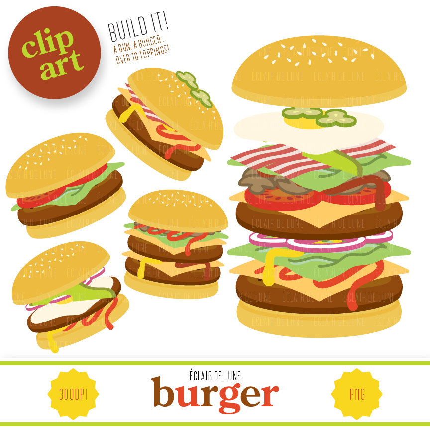 Drawings of burgers on a white background free image download