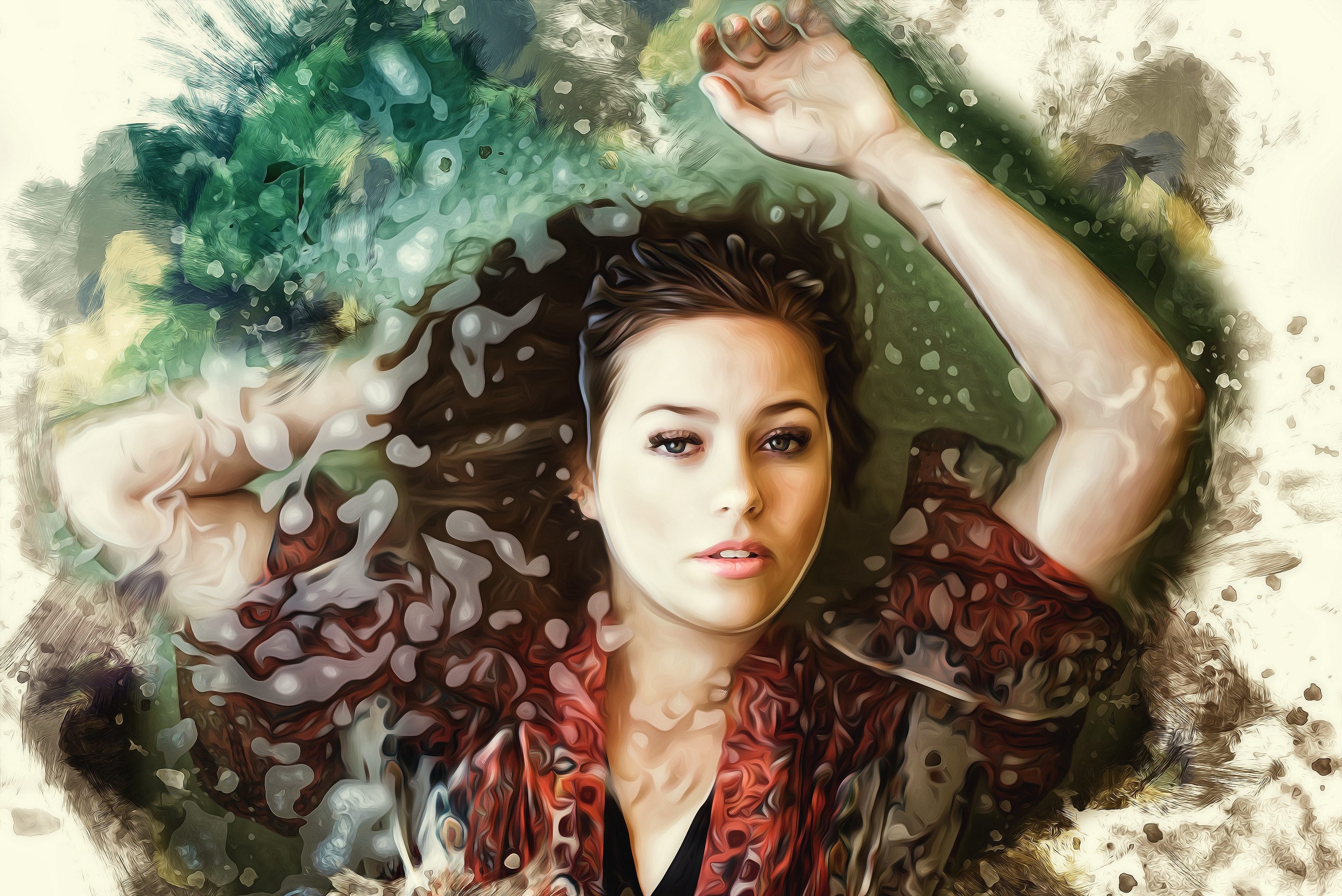 Portrait of a woman sprayed with ink free image download