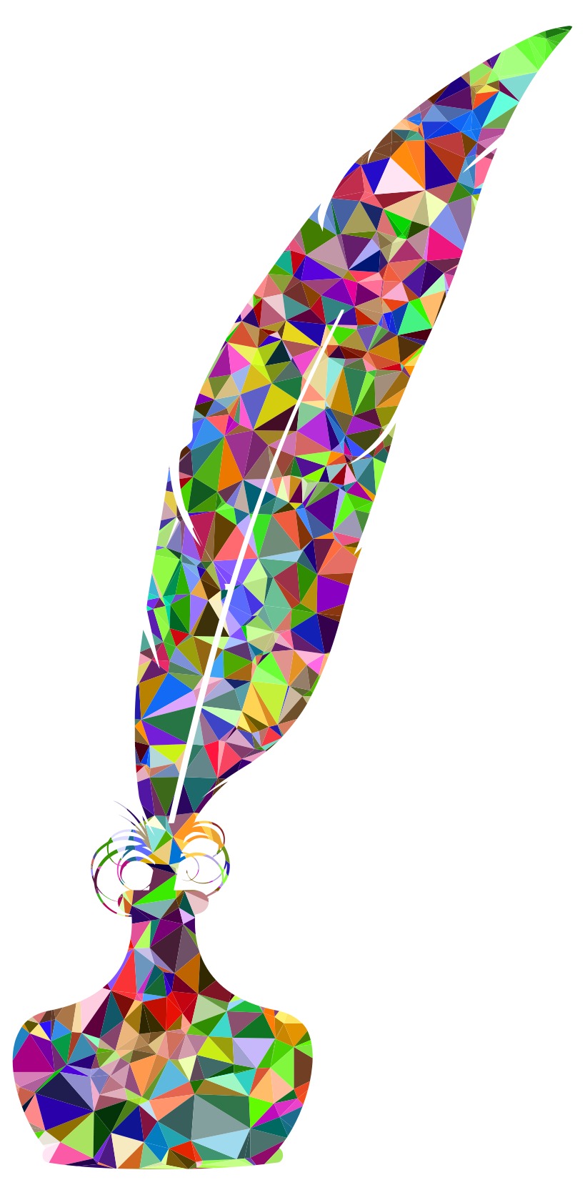 Pen with ink from prismatic colored triangles free image download
