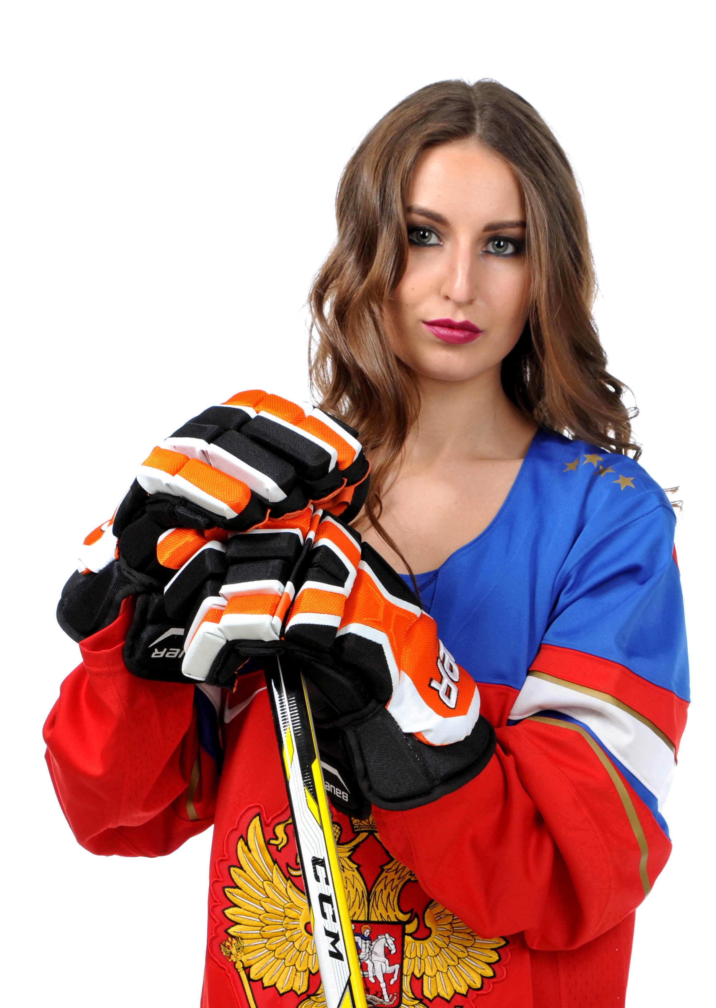 Young Lovely Woman ice hockey uniform free image download