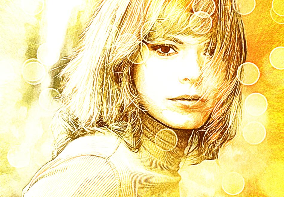 Illustration, yellow girl portrait free image download