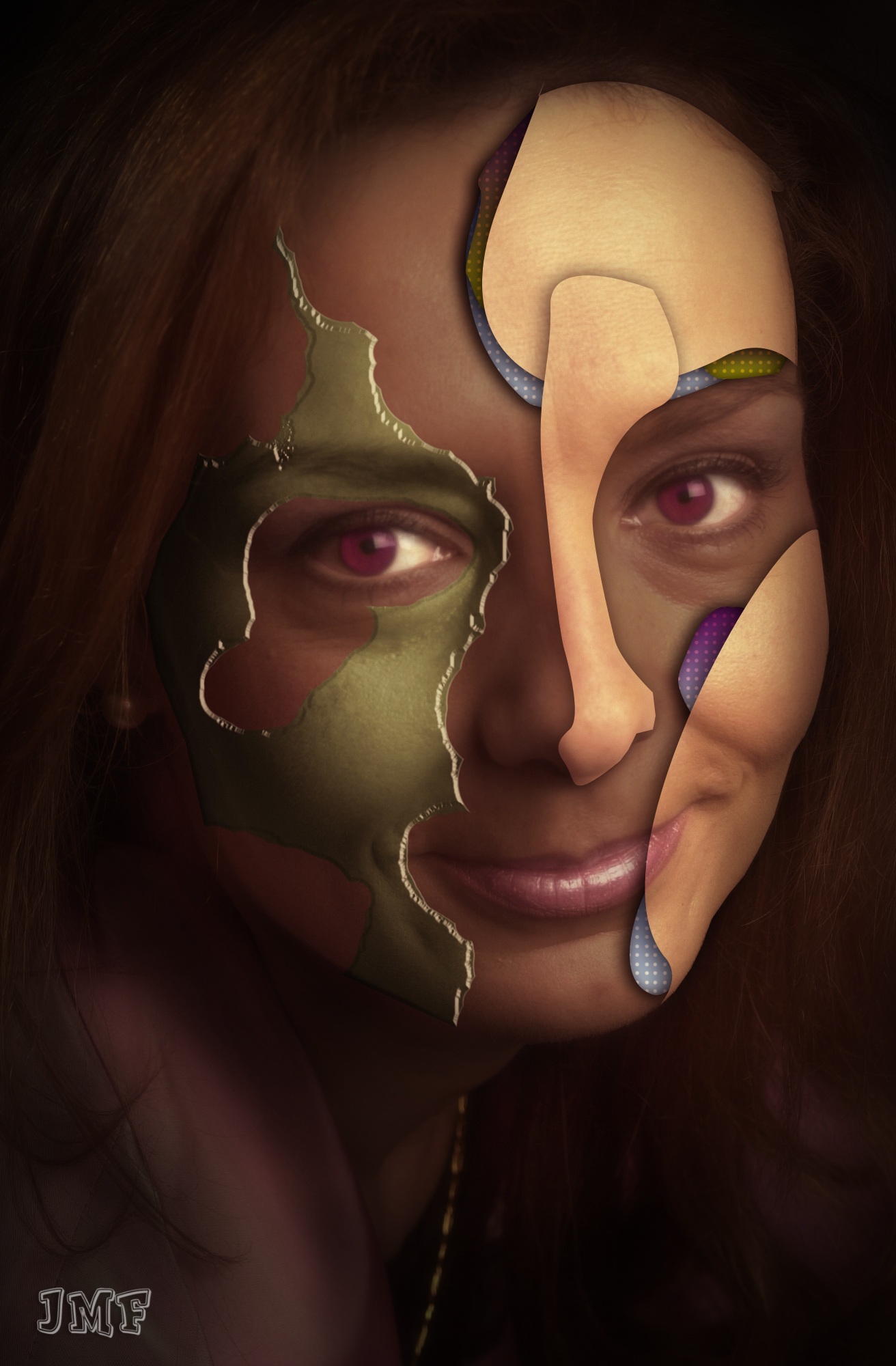 Woman in brown-green mask free image download