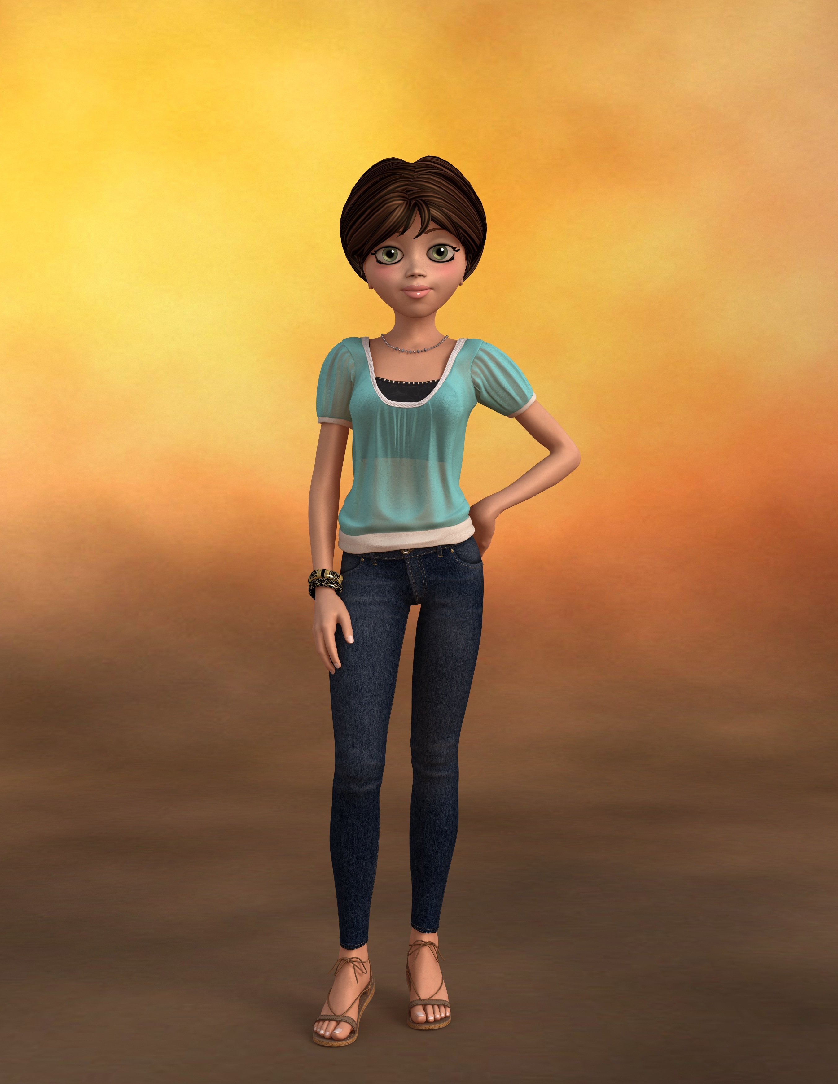 Standing woman posing 3d figure free image download