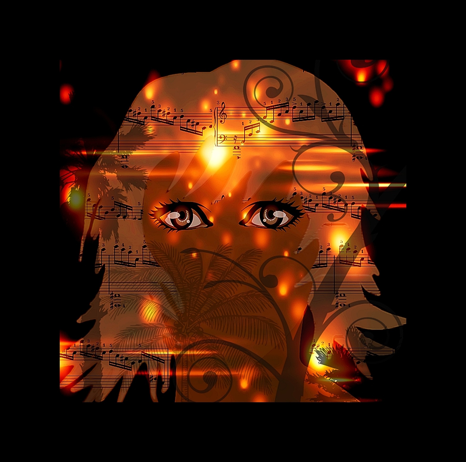 Musk woman evening light effects free image download