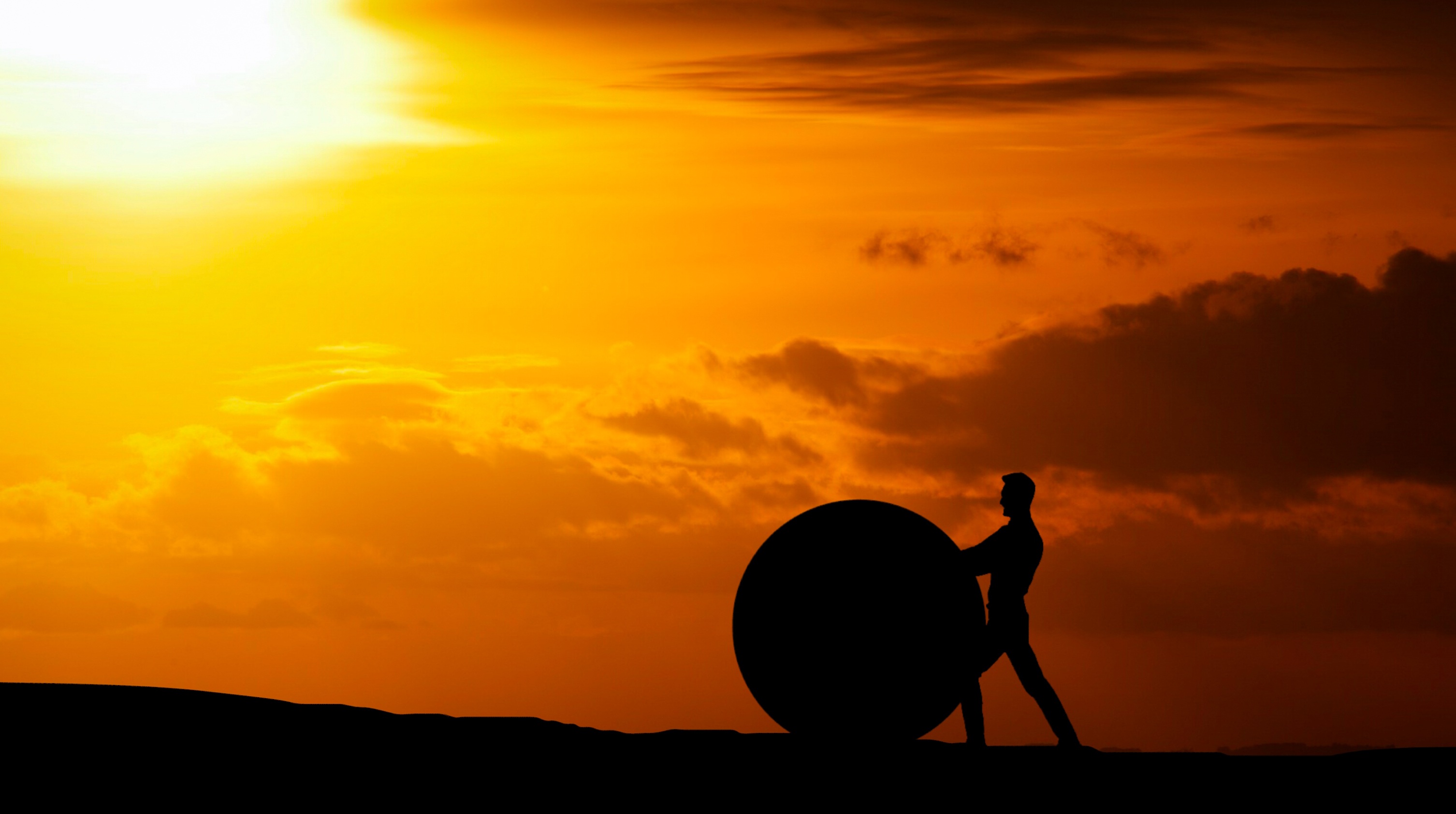 Man pushing rock free image download