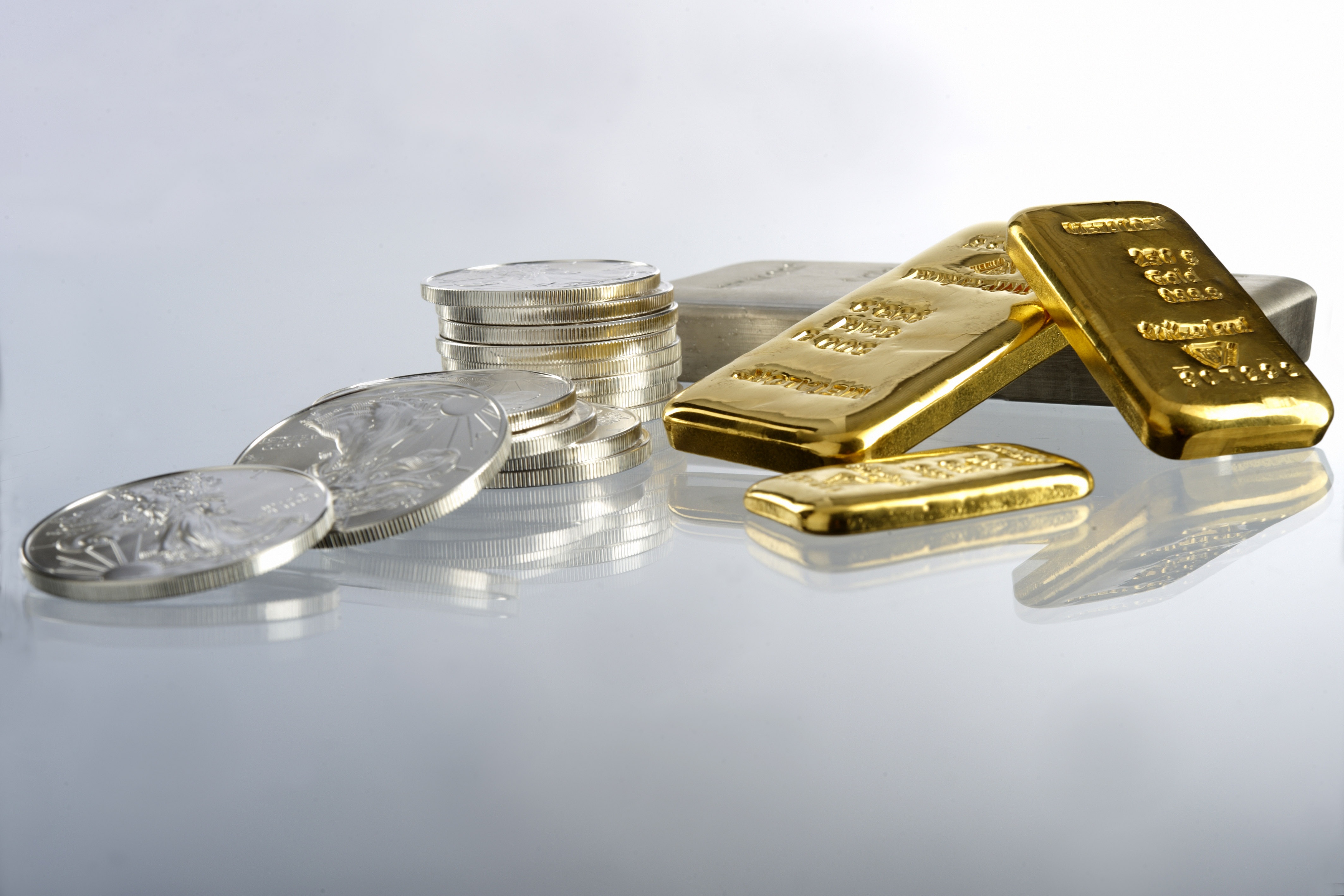 Gold bars and silver coins free image download