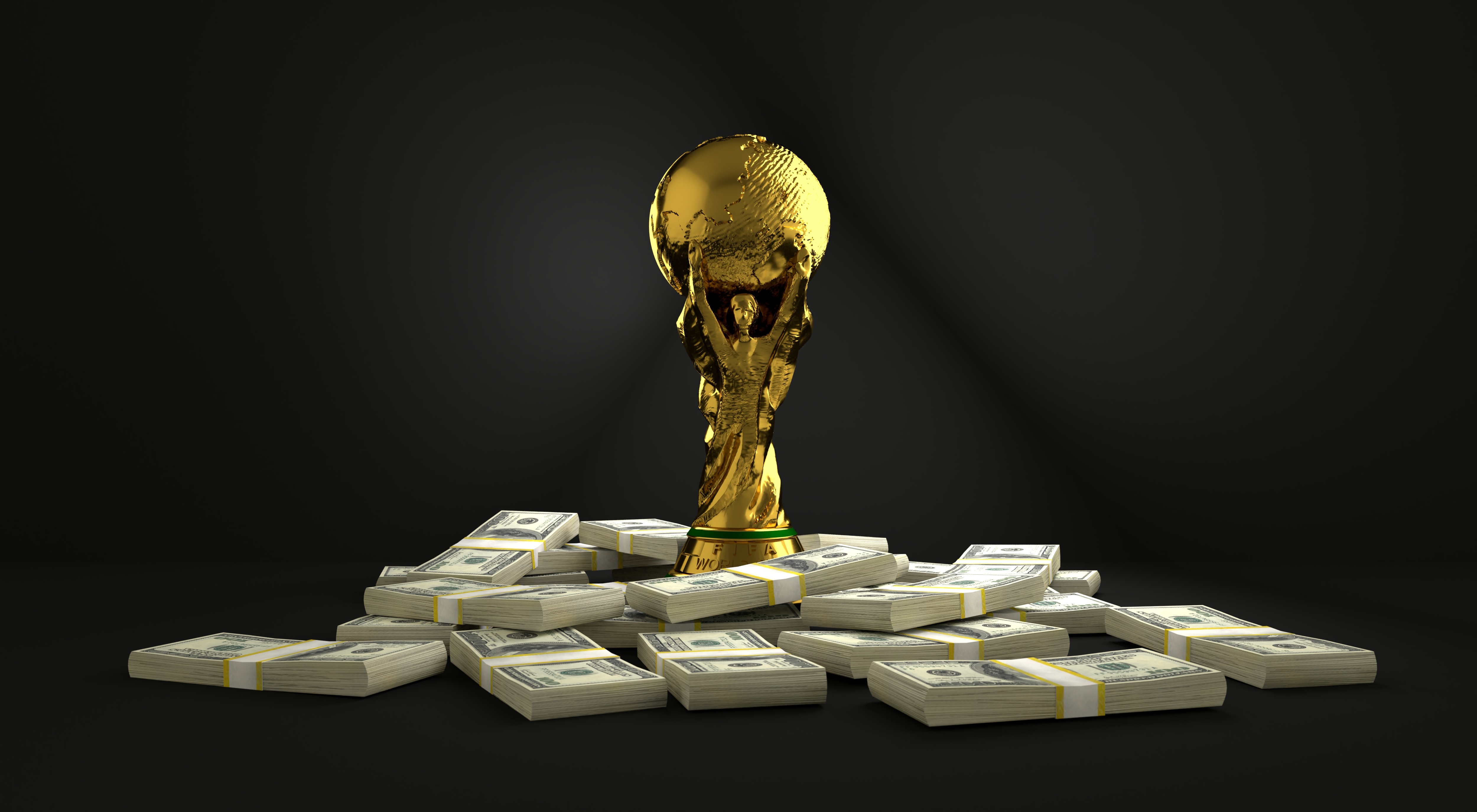 Gold World Cup Trophy and money free image download