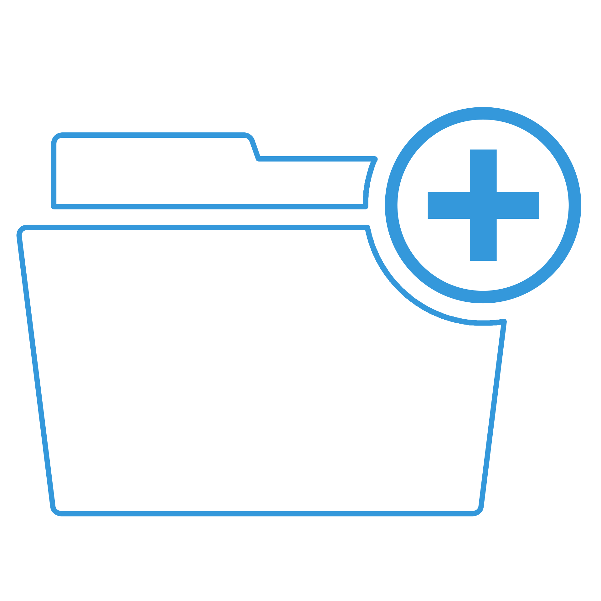 Blue and white icon of the folder, with the "plus" sign, clipart free ...