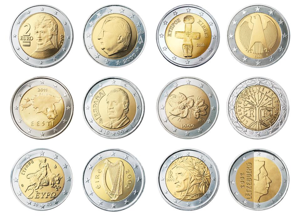 Colorful, shiny, gold and silver coins, at white background free image ...