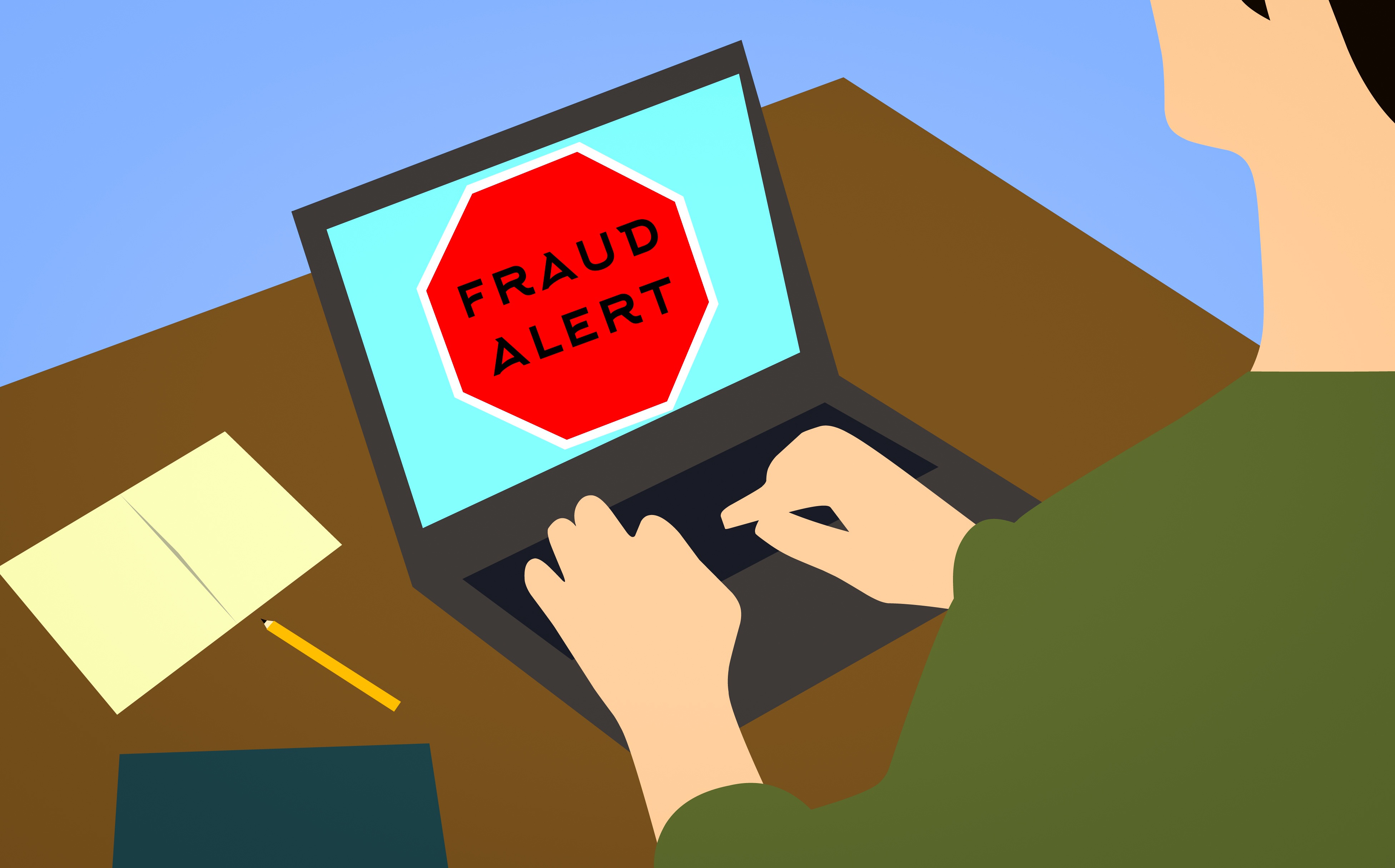Fraud prevention scam corruption laptop free image download