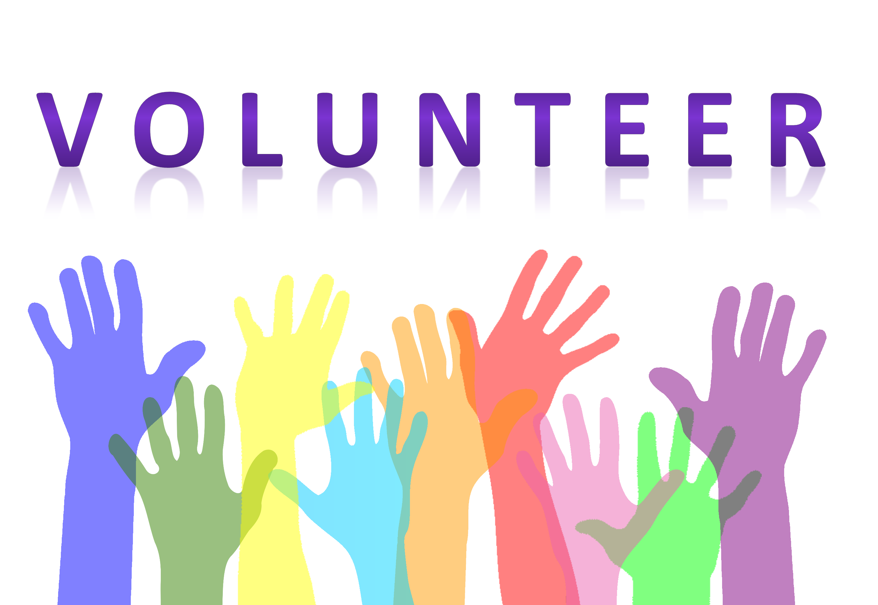 Volunteer, banner with colorful hands free image download