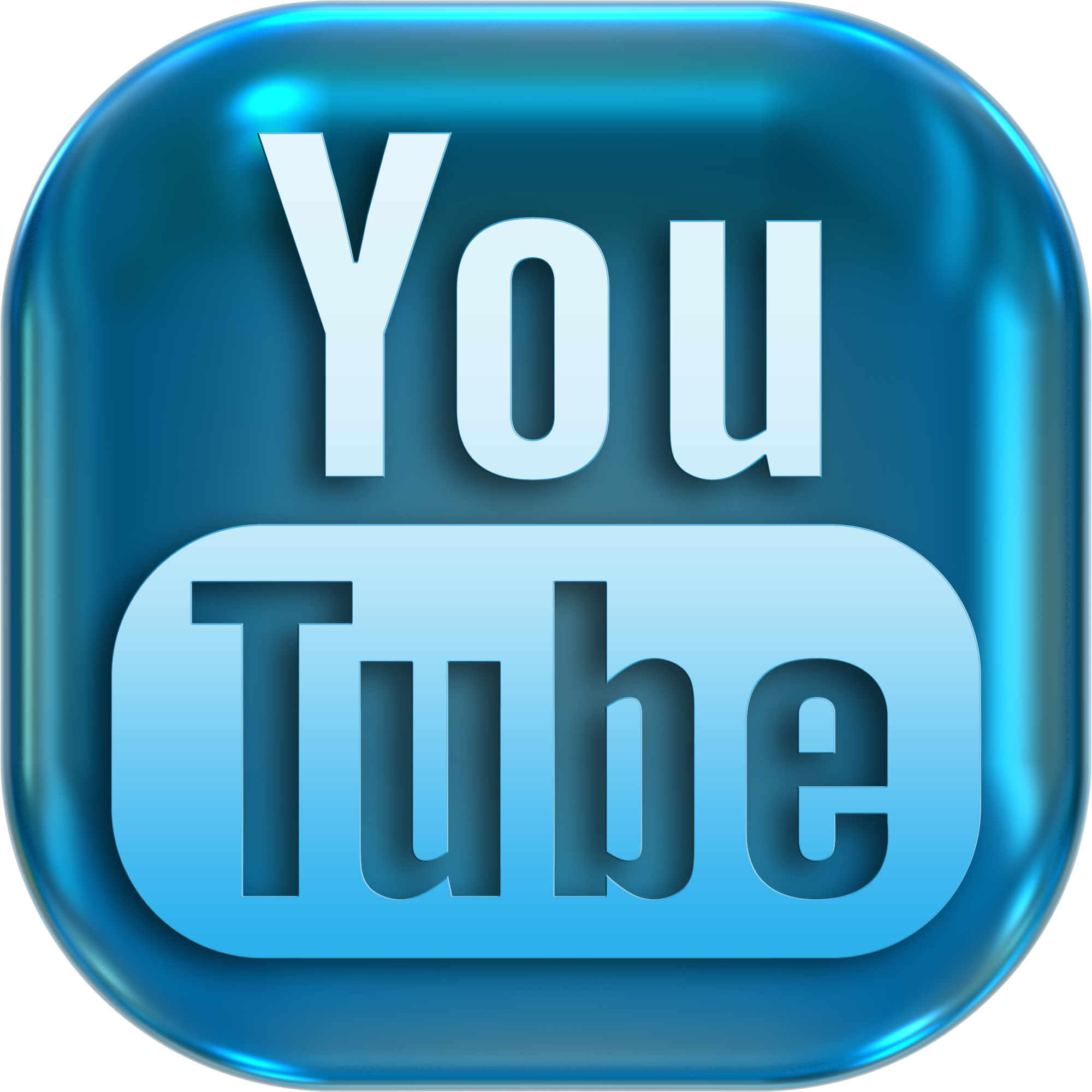 Blue and white, gradient "YouTube" sign, at white background, on ...