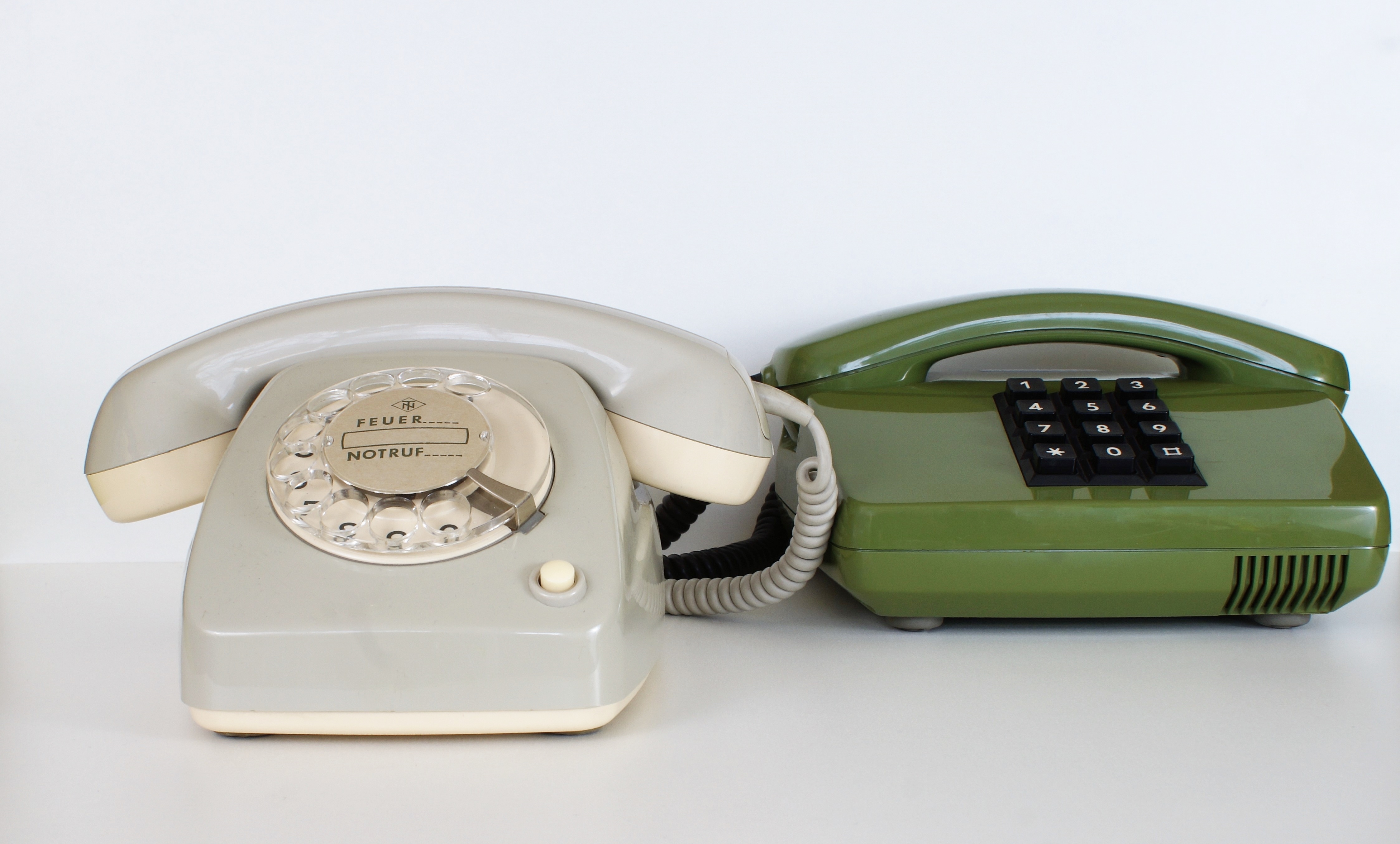 Shiny, old, retro, grey, cream and green phones free image download