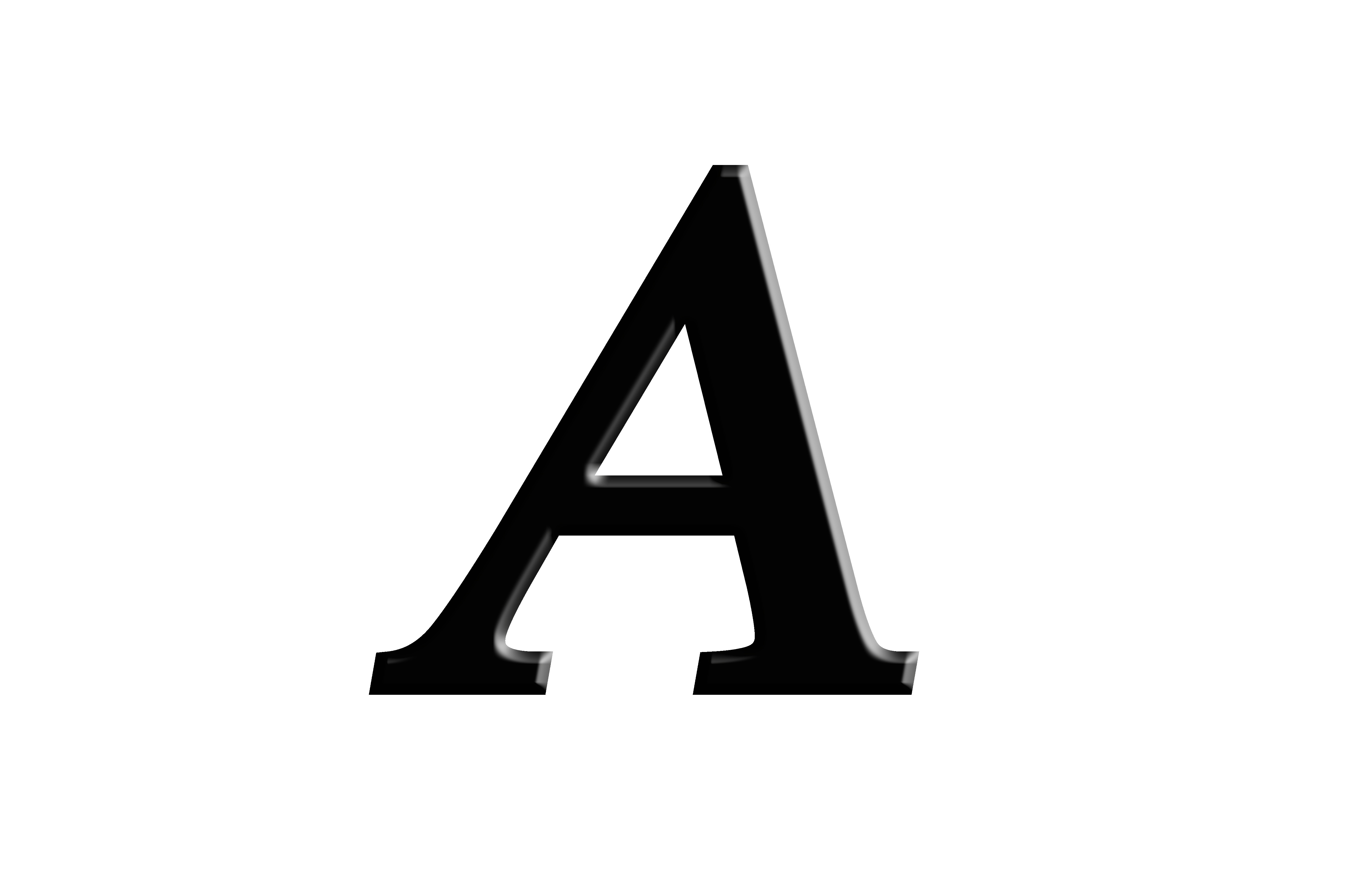 Black "A" letter sign, at white background, clipart free image download