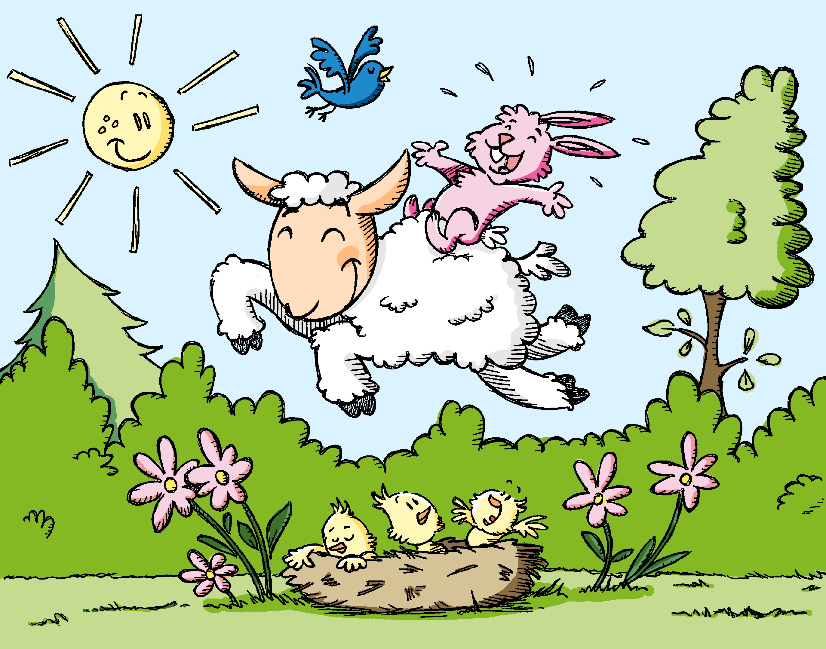 Spring lamb happy drawing free image download