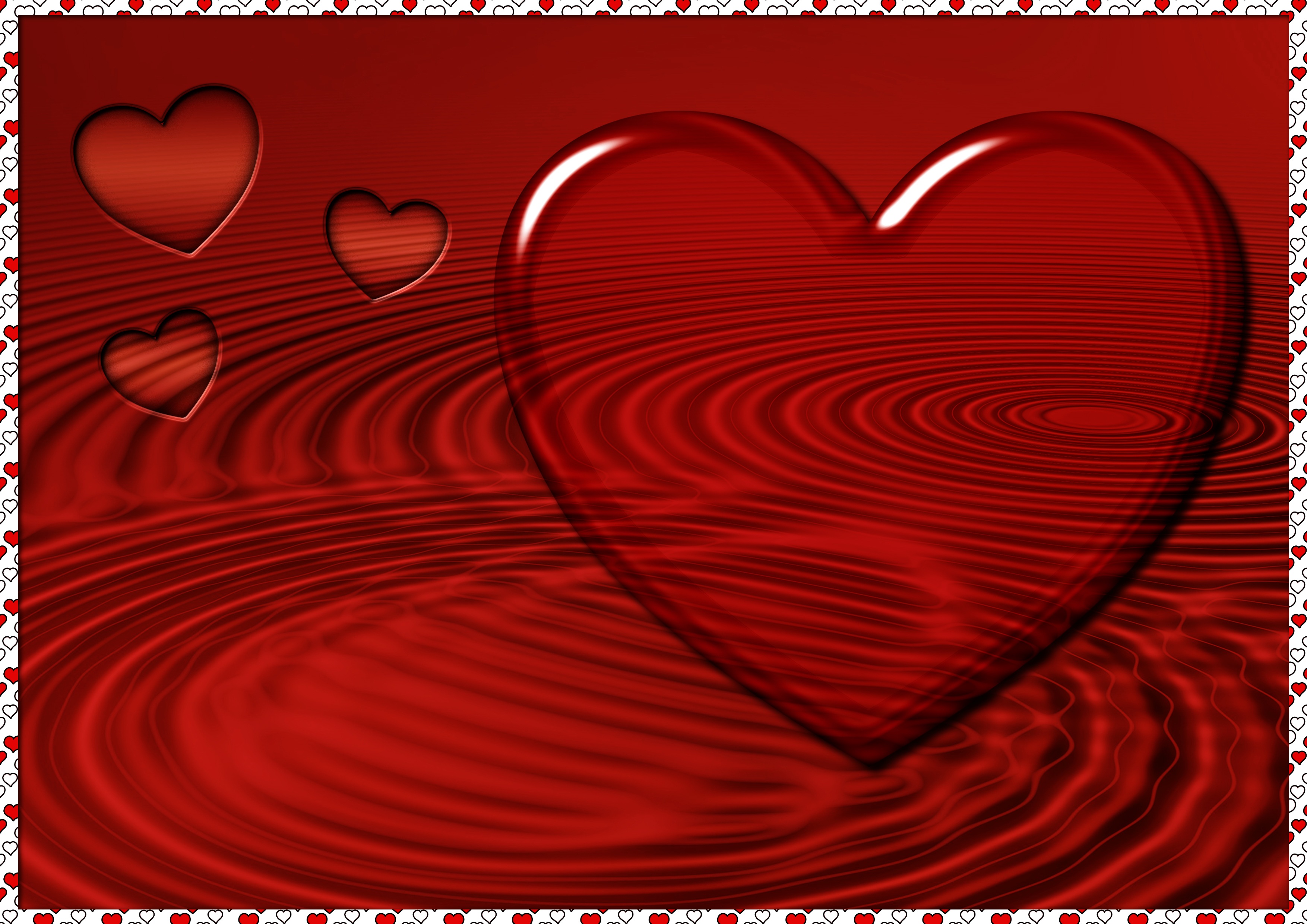 Heart water background red free image download