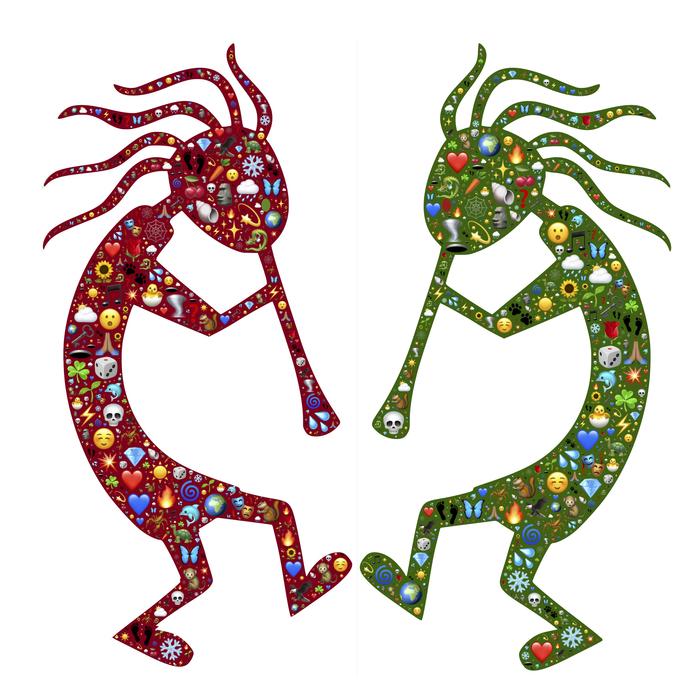 Kokopelli trickster symbol spirit people drawing free image download