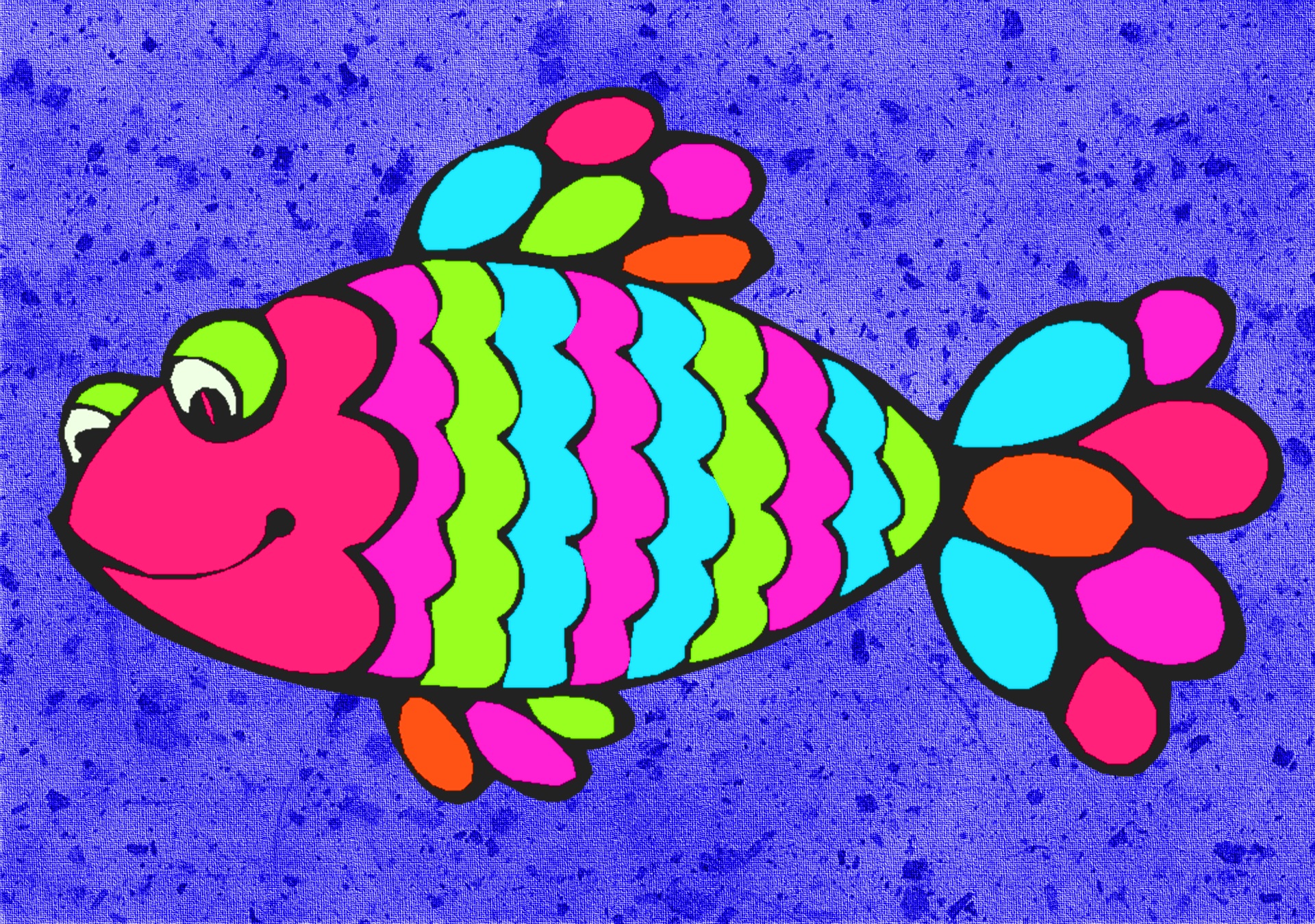 Happy sea fish cartoon drawing free image download