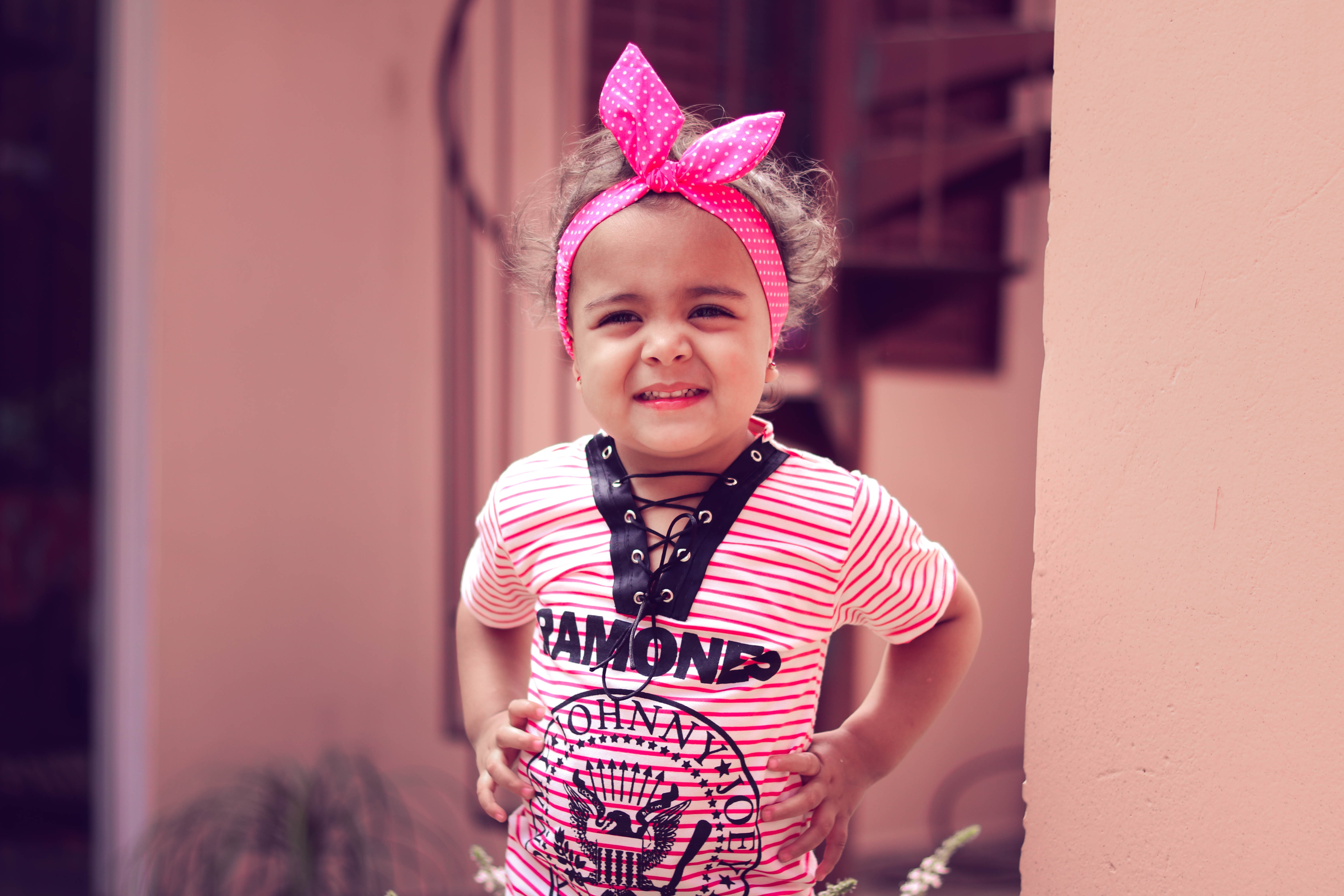 Child with a pink bandage on his head free image download